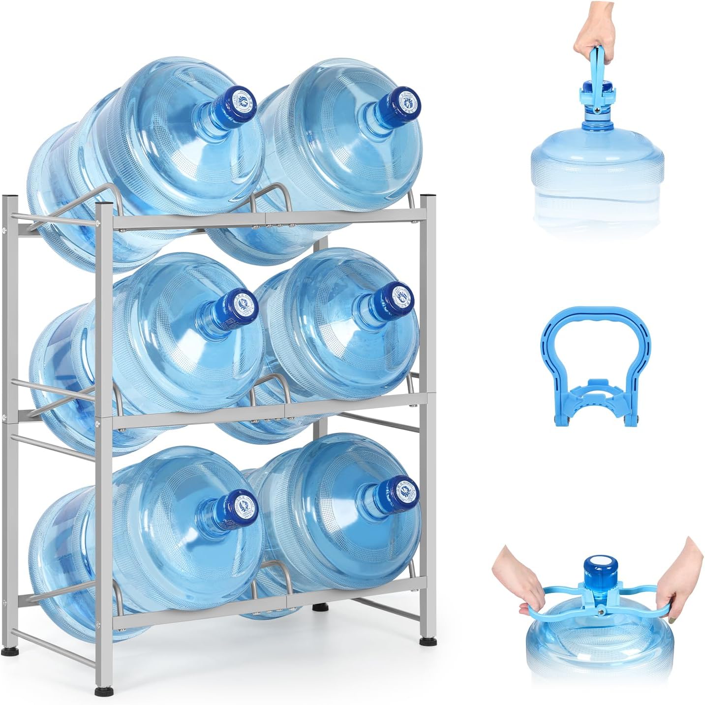 Amazon.com: Water Bottle Storage Rack, 3-Tier Reinforced Carbon Steel ...
