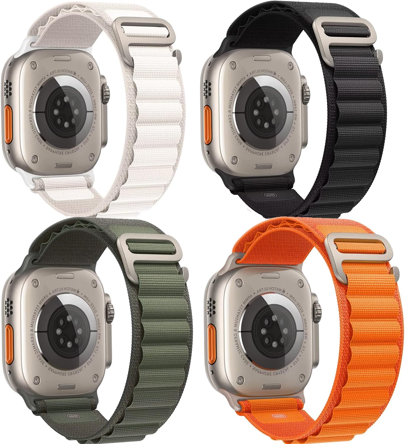 Amazon.co.jp: 4本セット アルパインループ コンパチブル Apple Watch ultra バンド G字フック 強靭 通気性 伸縮性 柔らかい アップルウォッチ 41mm ...