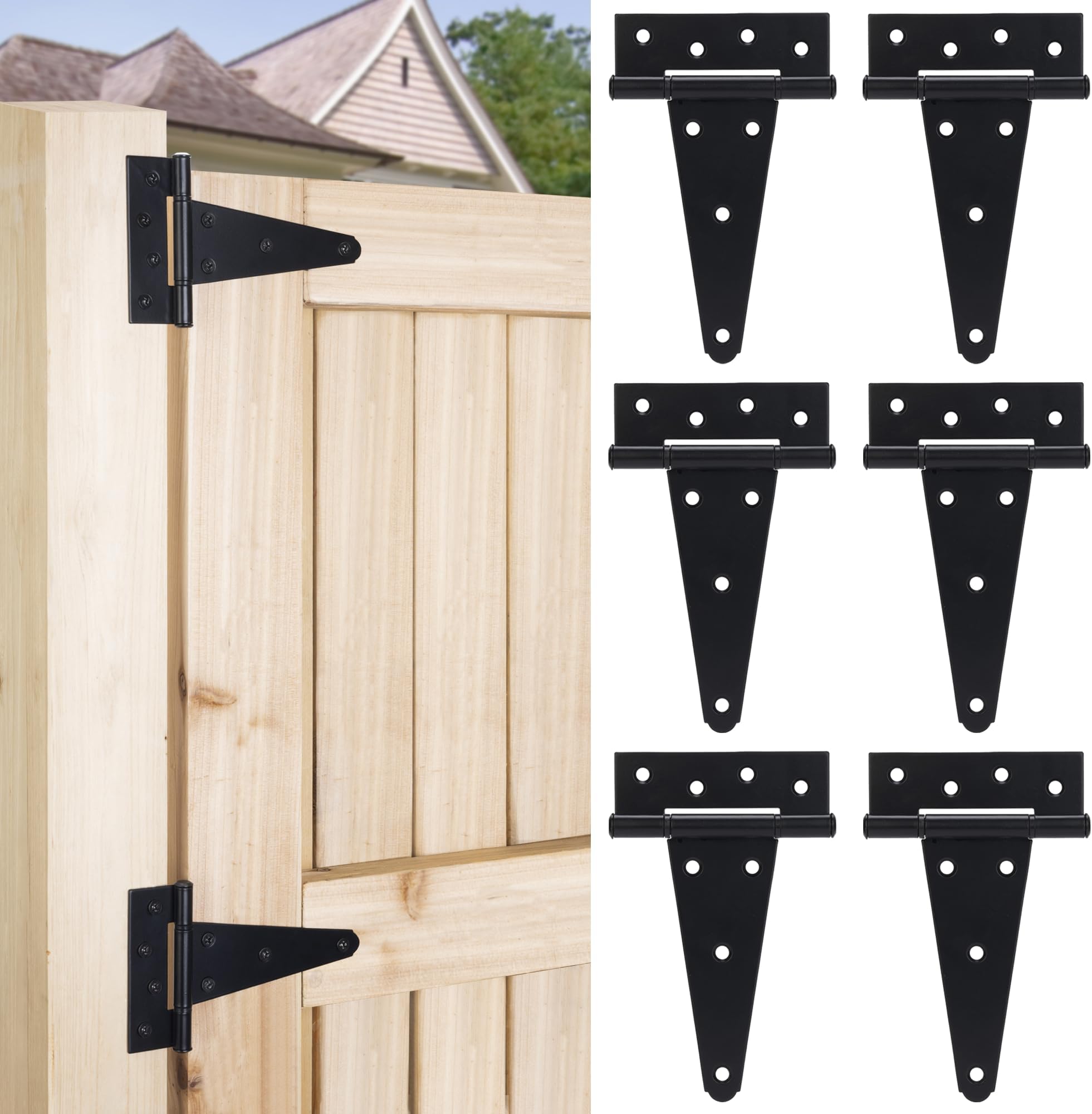 Amazon.com: EVCUHASL 4 Inch T-Strap Gate Hinges, Shed Barn Door Hinges ...