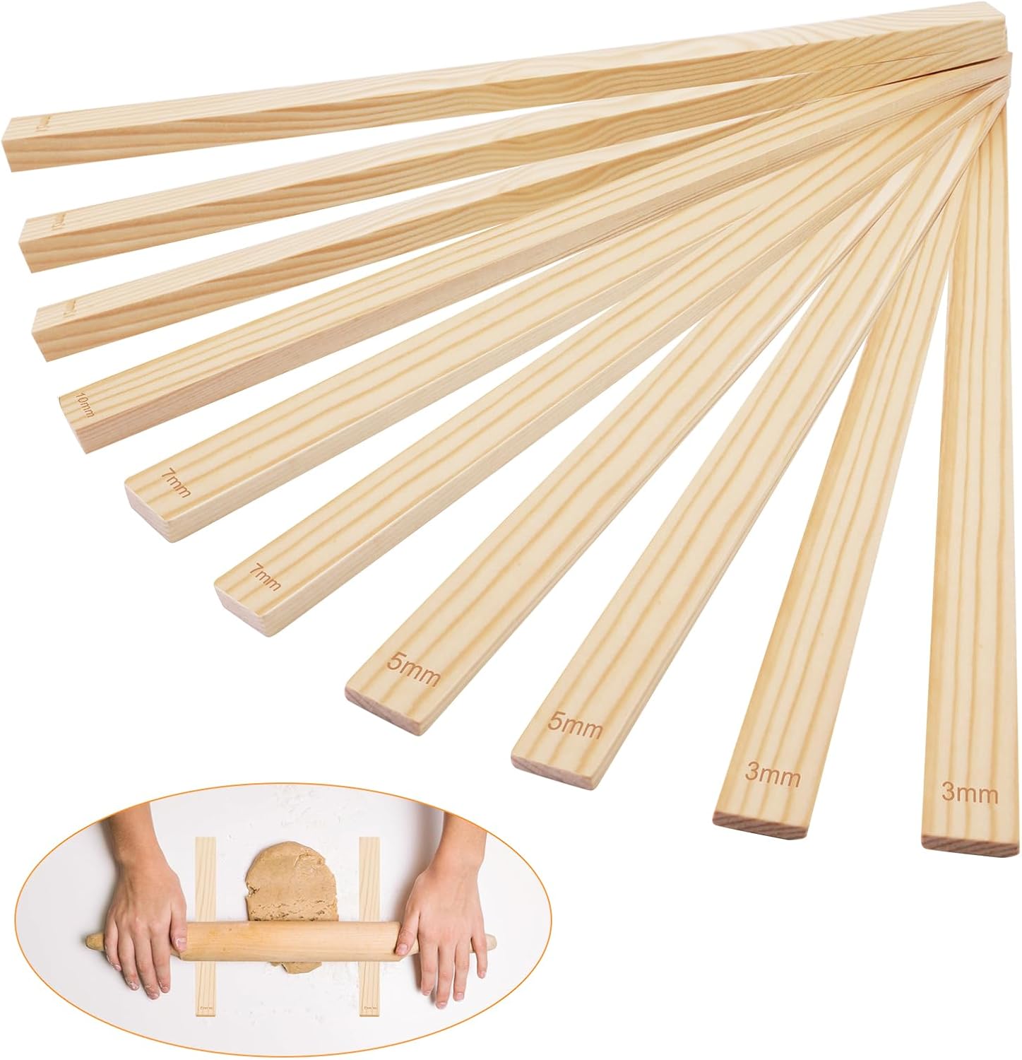 Amazon.com: NYAZSJ Pottery Rolling Pin Set - 10 Pieces in 5 Sizes with ...