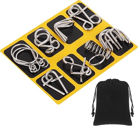 Amazon.com: Yilloog Metal Wire Puzzle Set of 8 with Pouch, Brain Teaser ...