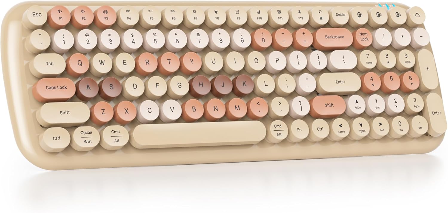 Amazon.com: Mosptnspg Wireless Bluetooth Typewriter Keyboard, 100 Keys ...