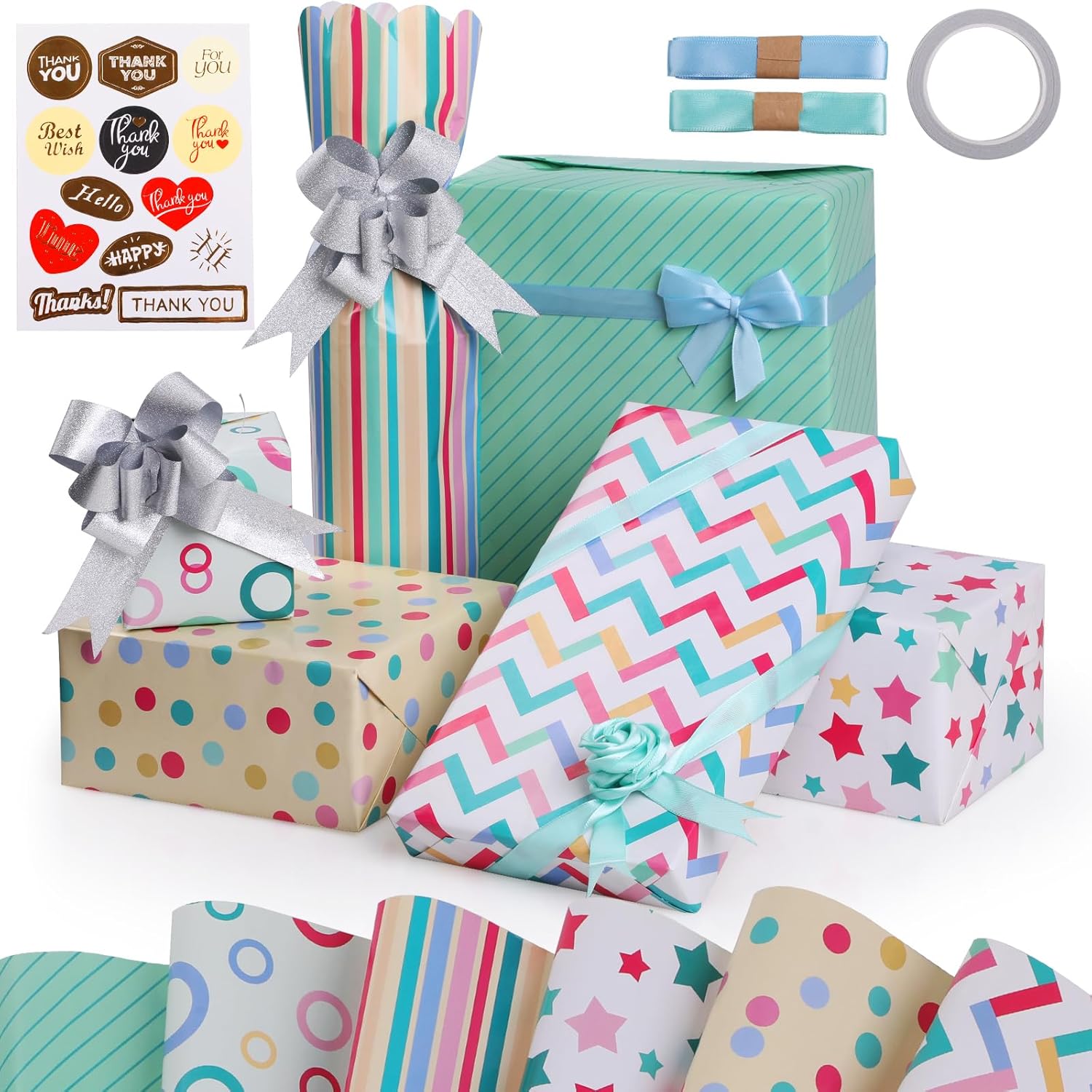 Amazon.com: GeeRic 6 Pack Gift Wrapping Papers, 28 ∗ 20 Inch Gift Paper ...