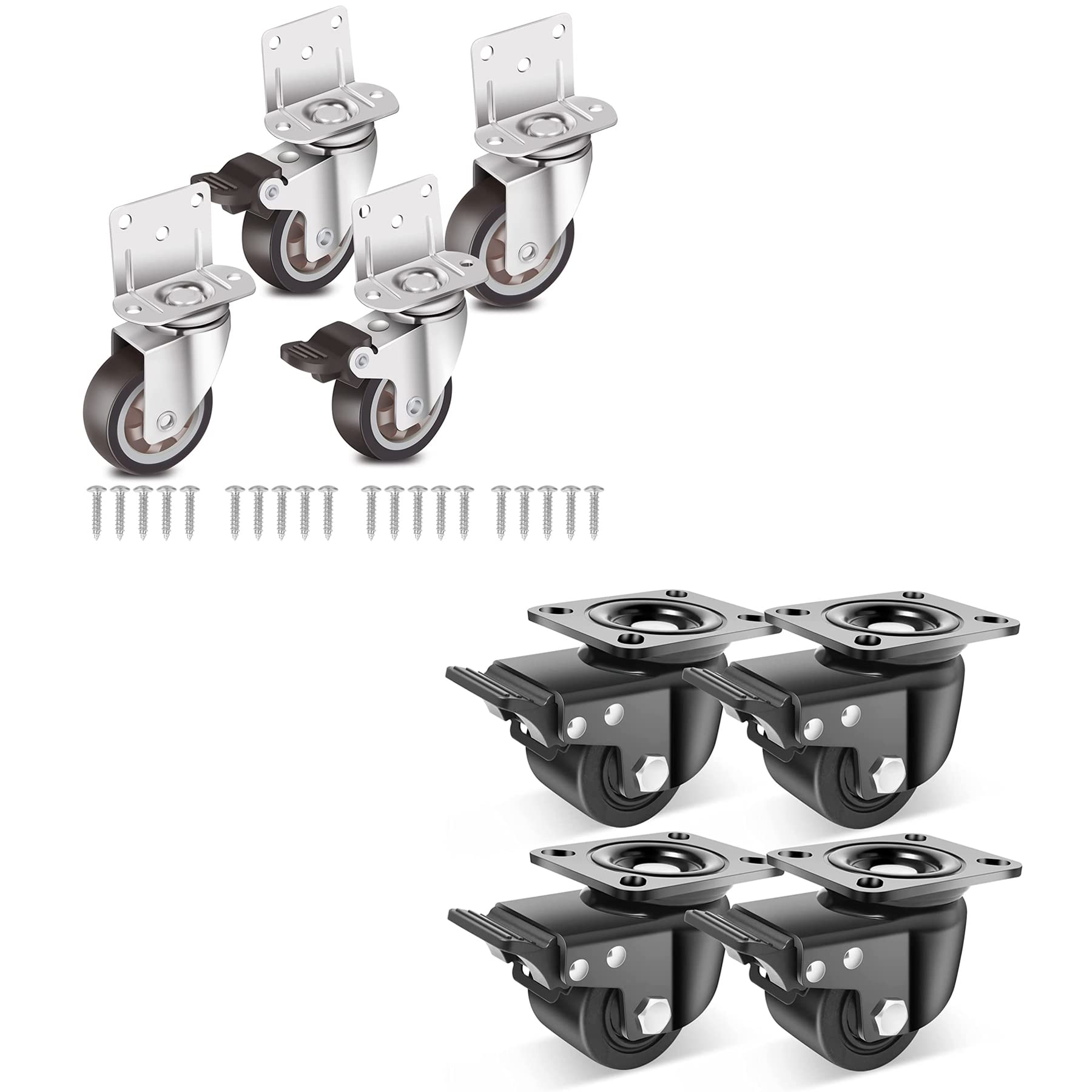 2 Inch Side Mount Casters and 3 Inch Low Gravity Casters Bundle: Amazon ...