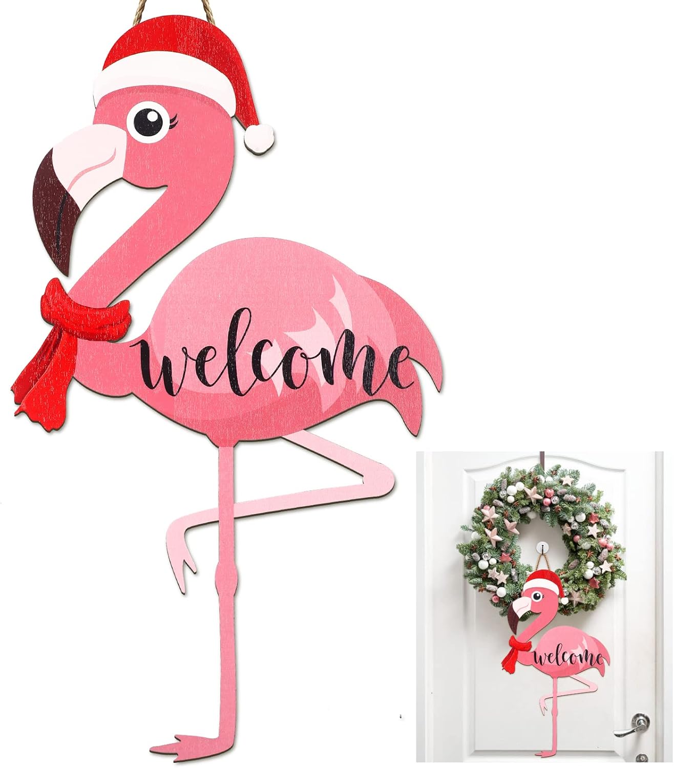 Amazon.com: Tondiamo Flamingo Welcome Sign Summer Christmas Decorations ...