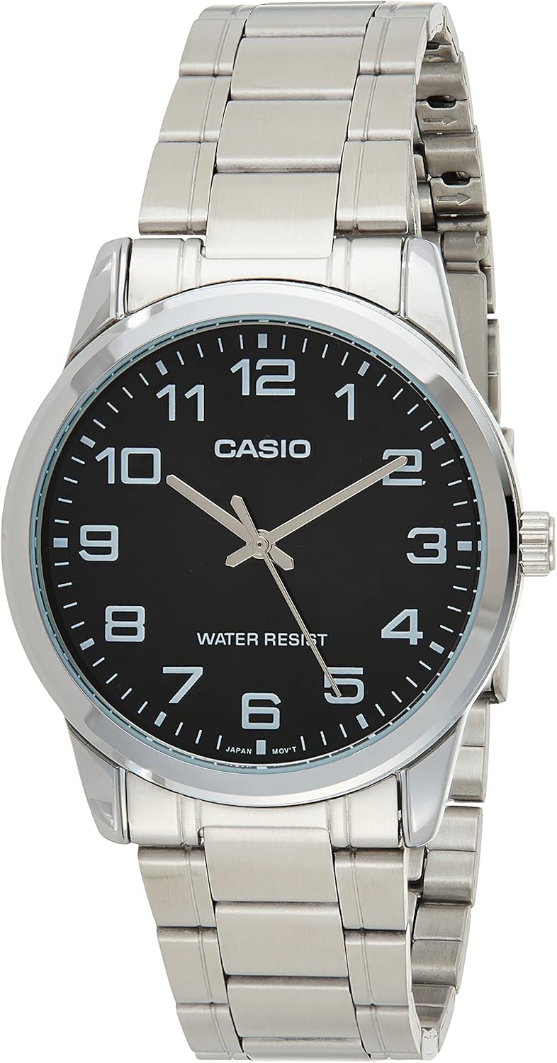 Casio Men's Black Dial Stainless Steel Analog Watch - MTP-V001D-1BUDF ...