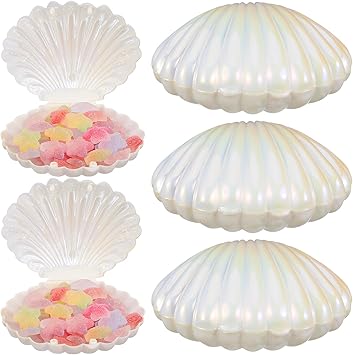 Amazon.com: GANAZONO 10pcs Plastic Mini Sea Shells Candy Boxes Seashell ...