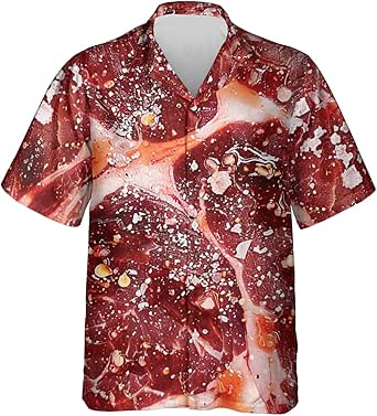 Amazon.com: Food Raw Meat Hawaiian Shirts for Men - String Meat Button ...