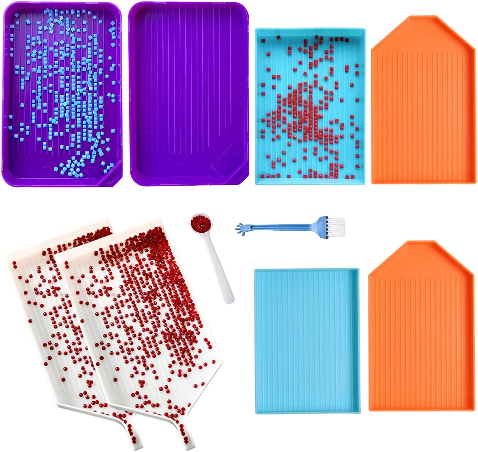 Amazon.com: SINJEUN 20 Pcs White Diamond Trays Painting with Funnel ...