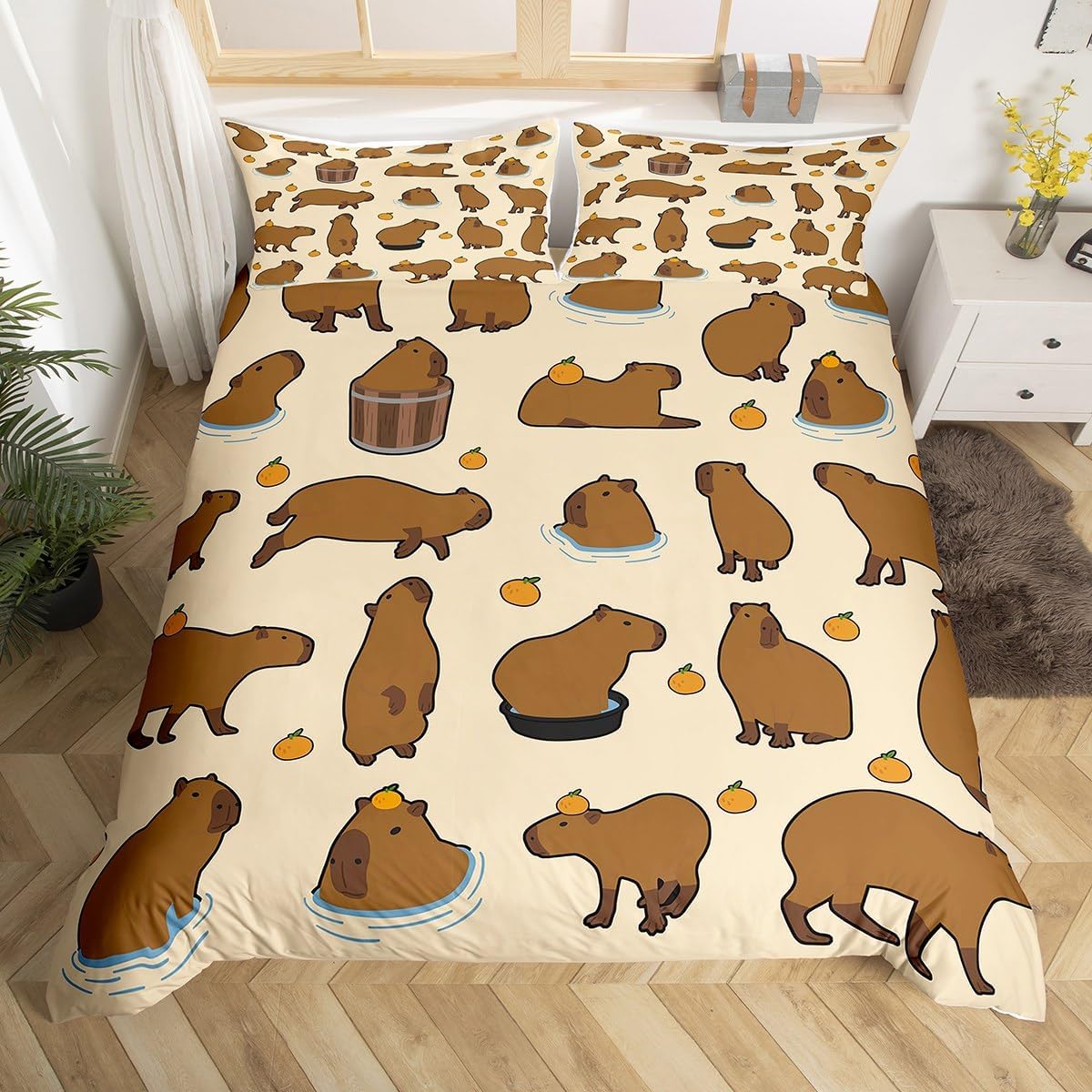 Homewish Kawaii Capybaras Bedding Set Gifts for Capybara Lovers,Cute ...