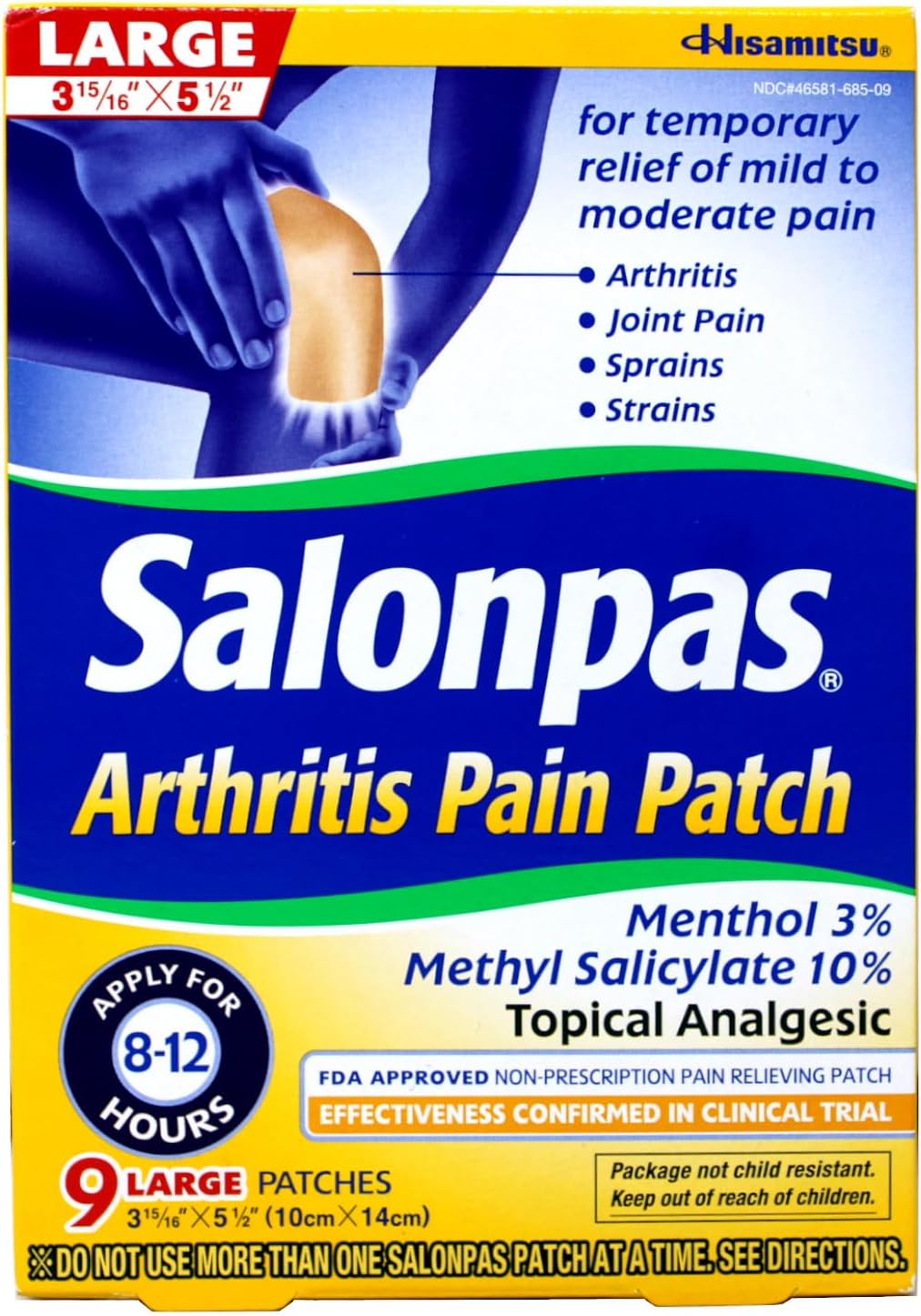 Amazon.com: Salonpas Pain Relieving Patches 2.83" x 1.81" 60 Count ...