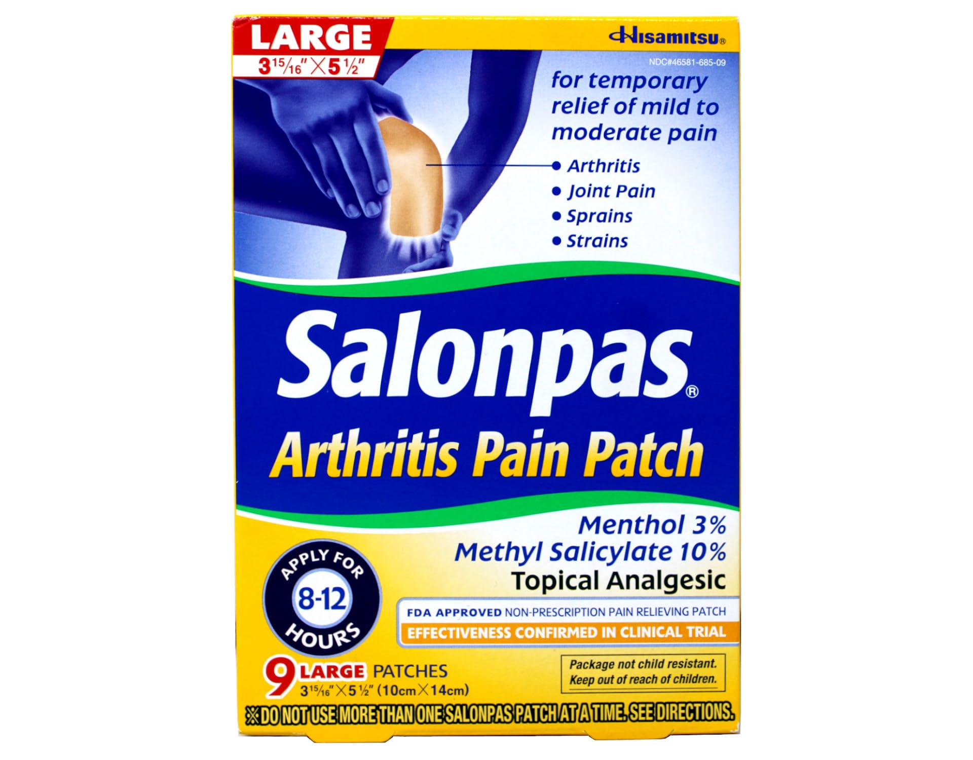 Amazon.com: Salonpas Patch Large 3.9X5.5 Inches 9 Count for Mild to ...