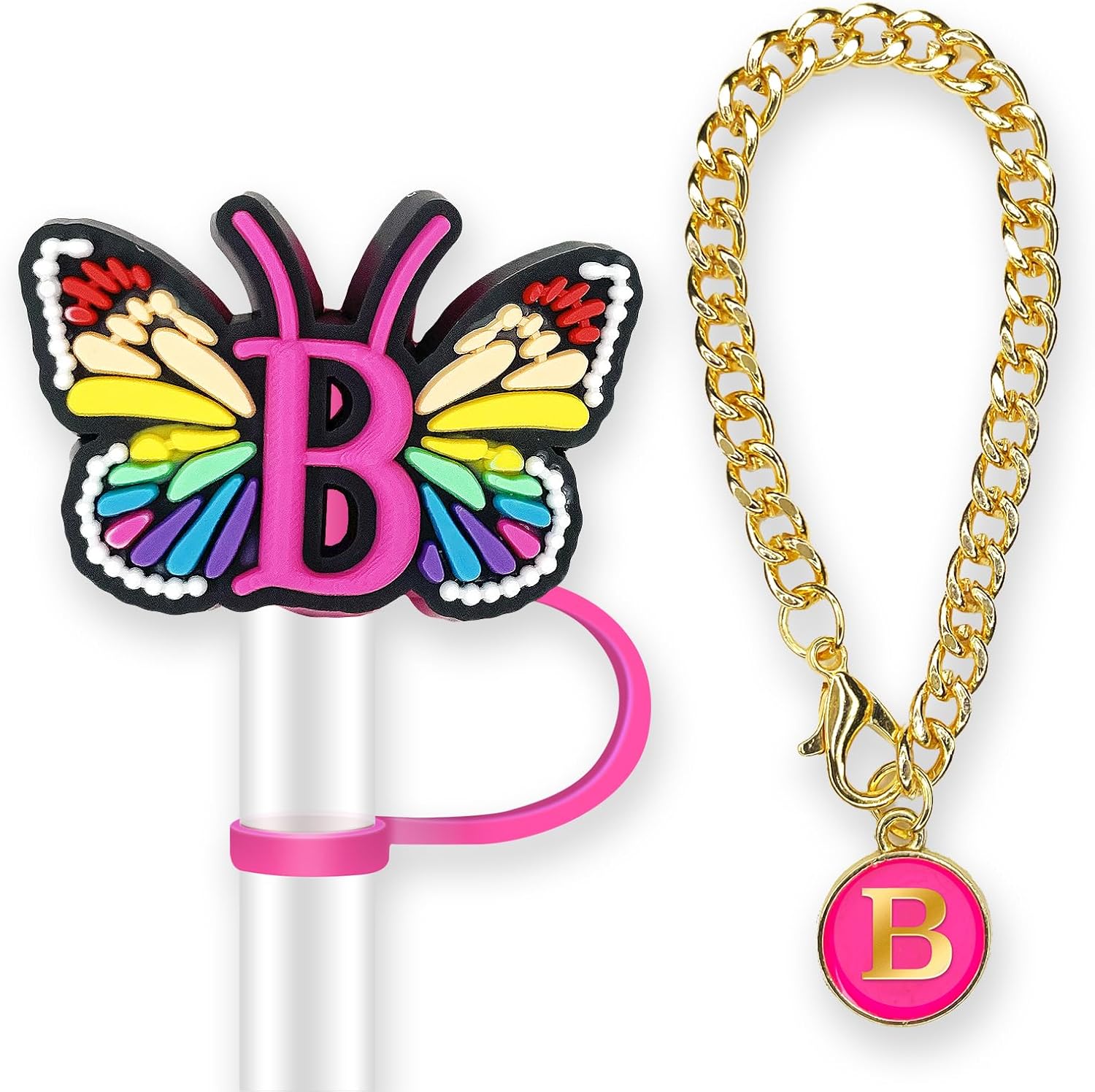 Amazon.com: Butterfly Letter Straw Cover for Tumbler Cap, Alphabet ...