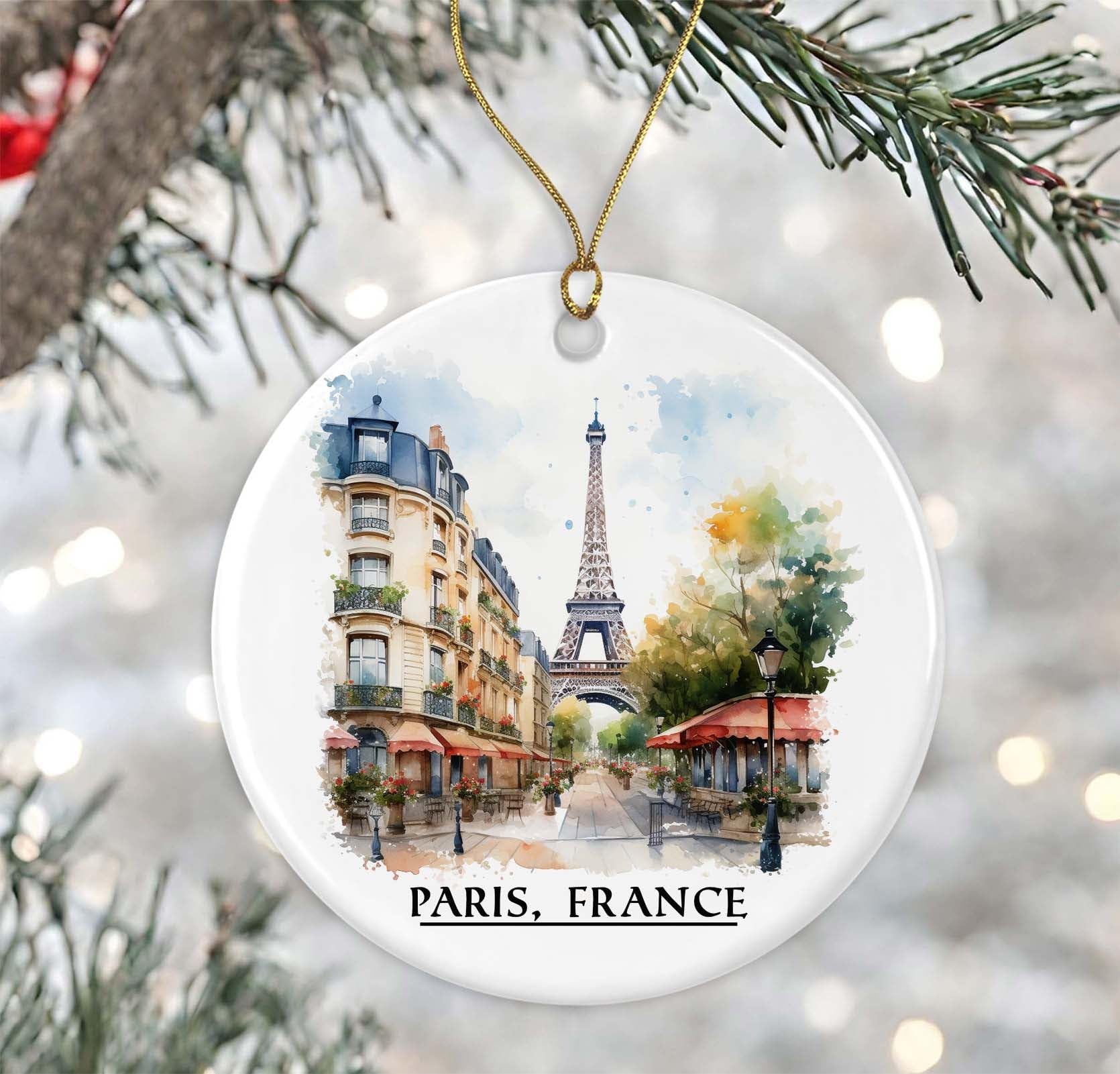 Amazon.com: Paris France Eiffel Tower Watercolor Ornament, Paris Xmas ...