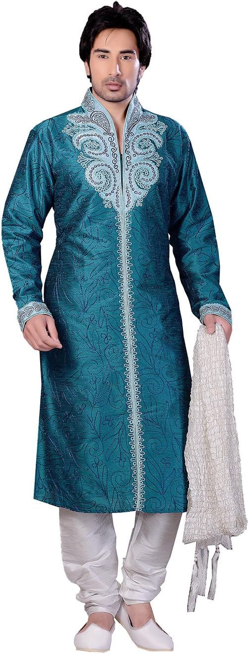 Amazon.com: Sakalas Eye-catching Art ART DUPIN SILK Fabric dark firozi ...