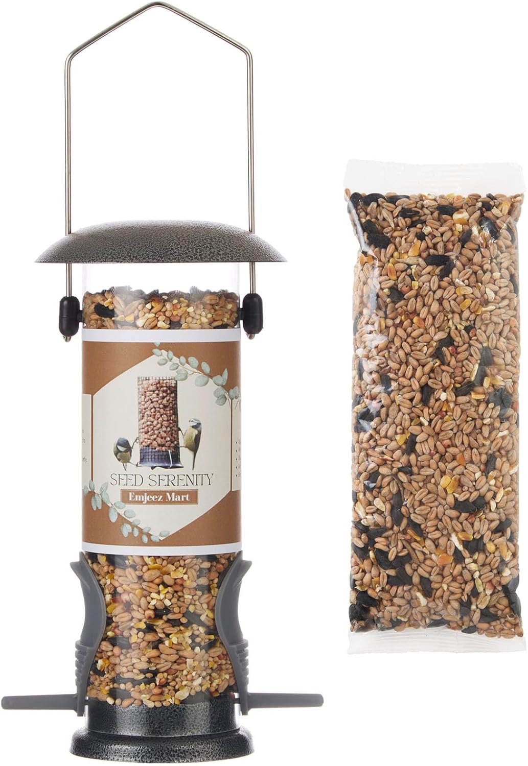 Emjeez Premium Wild Bird Filled Seed Feeder Includes Extra Seed Packet ...