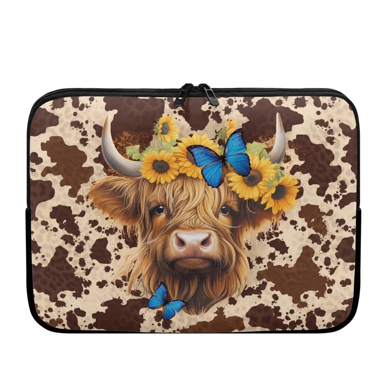 Amazon.com: TSOVTHRID Highland Cattle Sunflower Butterfly Brown Cow ...