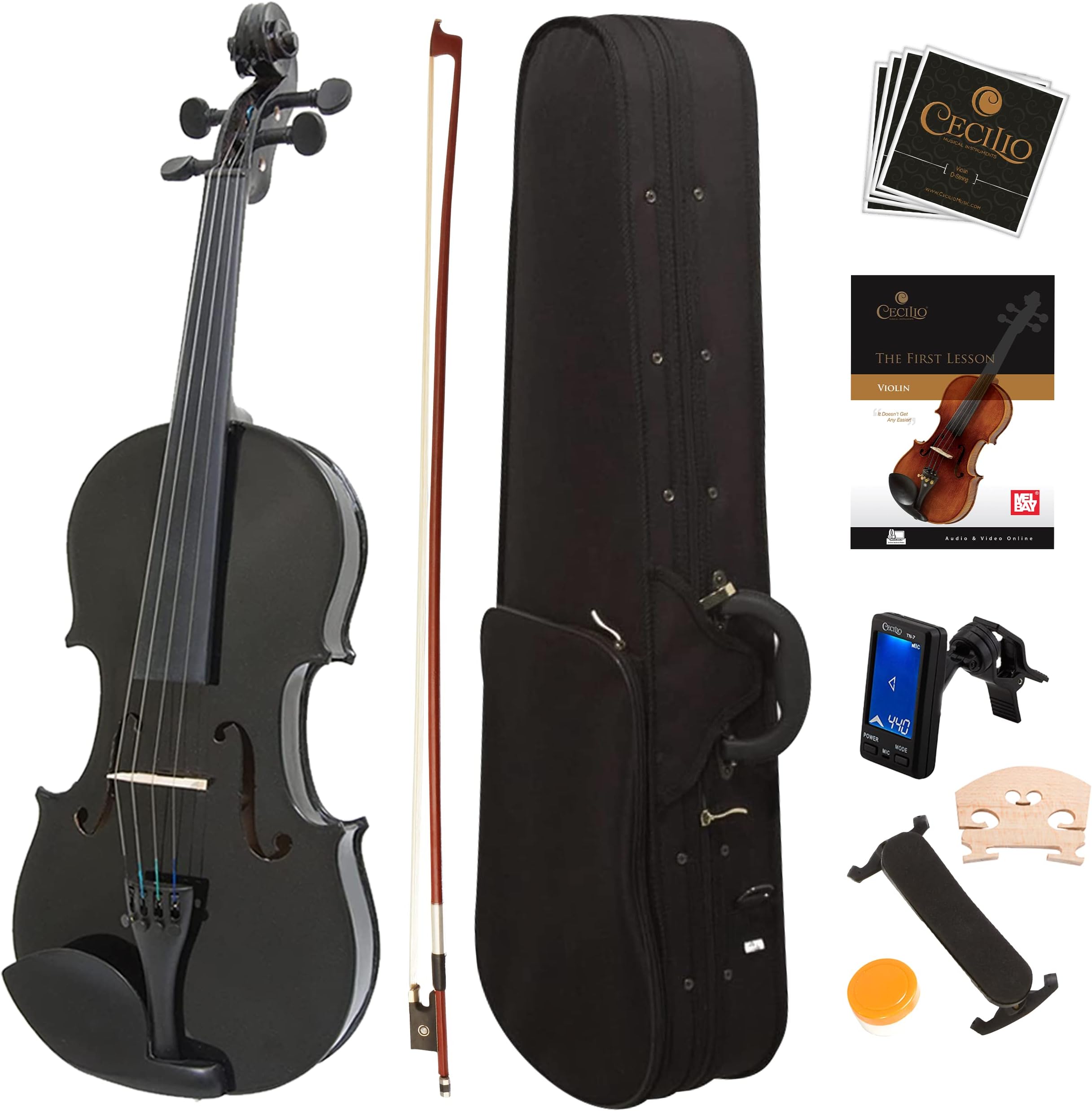 Violín 4/4 Amadeus Cellini Fino Acabado en Negro. Con Estuche, Puente ...