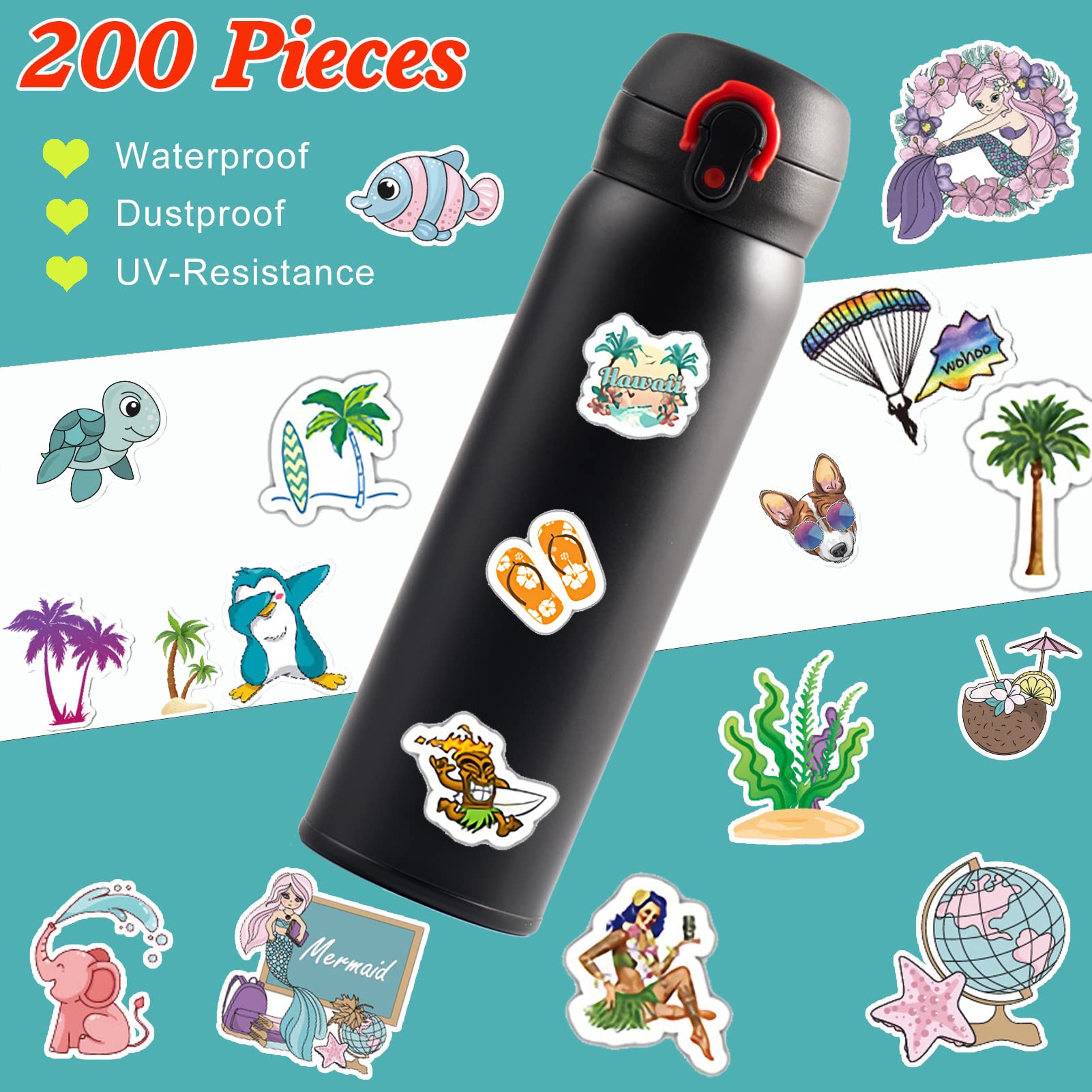 Snapklik.com : 200 Pcs Cute Stickers Mermaid Stickers Marine Life ...