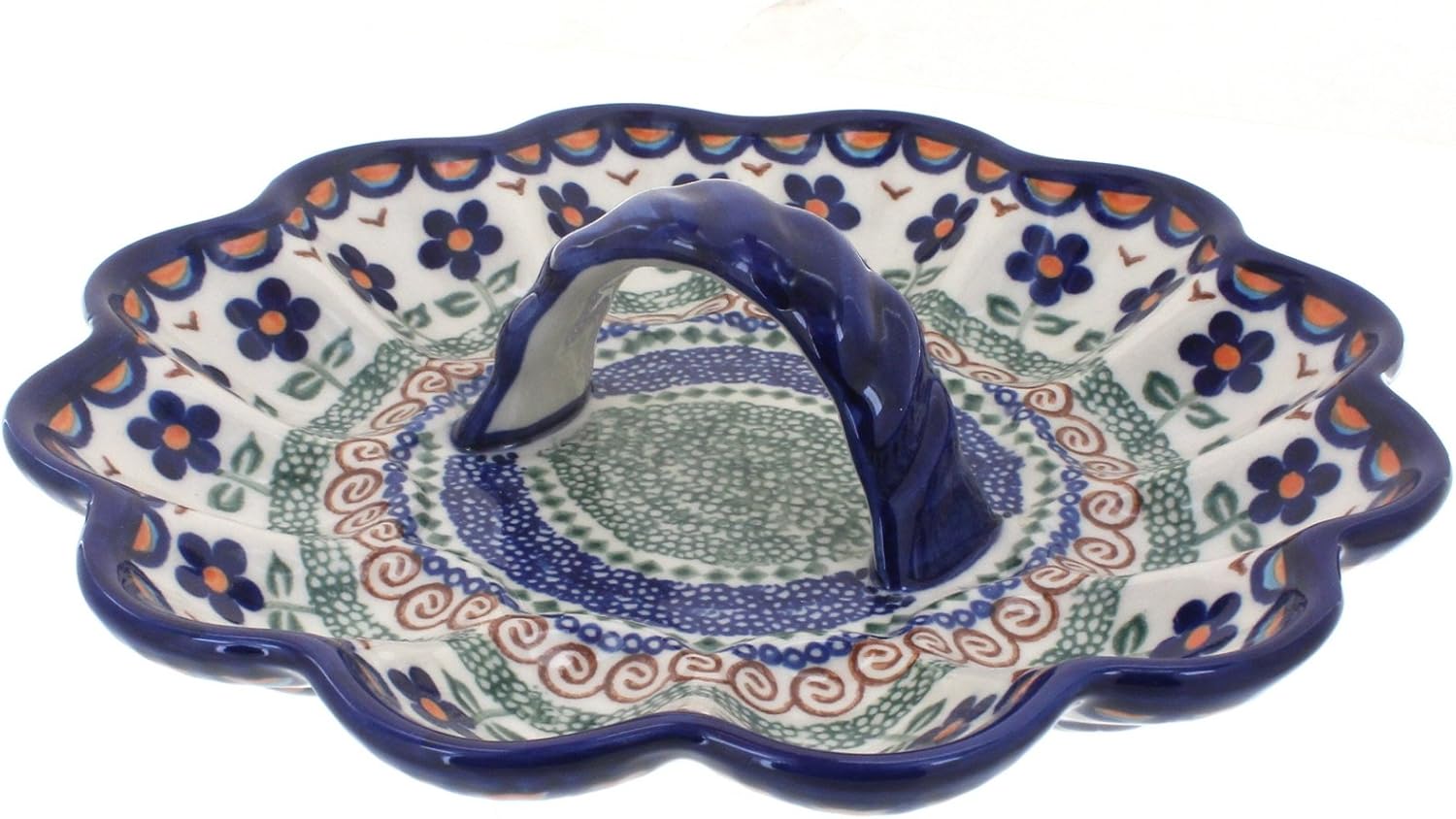 Amazon.com: Polish Pottery Aztec Flower Egg Plate: Deviled Egg Plates ...