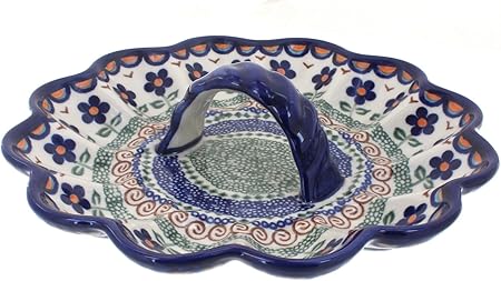 Amazon.com: Polish Pottery Aztec Flower Egg Plate: Deviled Egg Plates ...