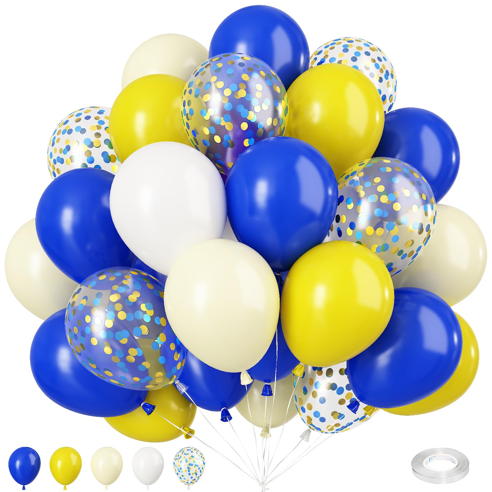 Amazon.com: Blue Balloon, Blue and Yellow Balloons Set, 50Pcs 12 Inch ...