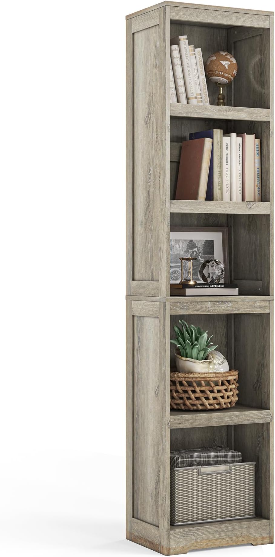Amazon.com: LINSY HOME 5-Shelf Bookcase, Narrow Bookshelves Floor ...