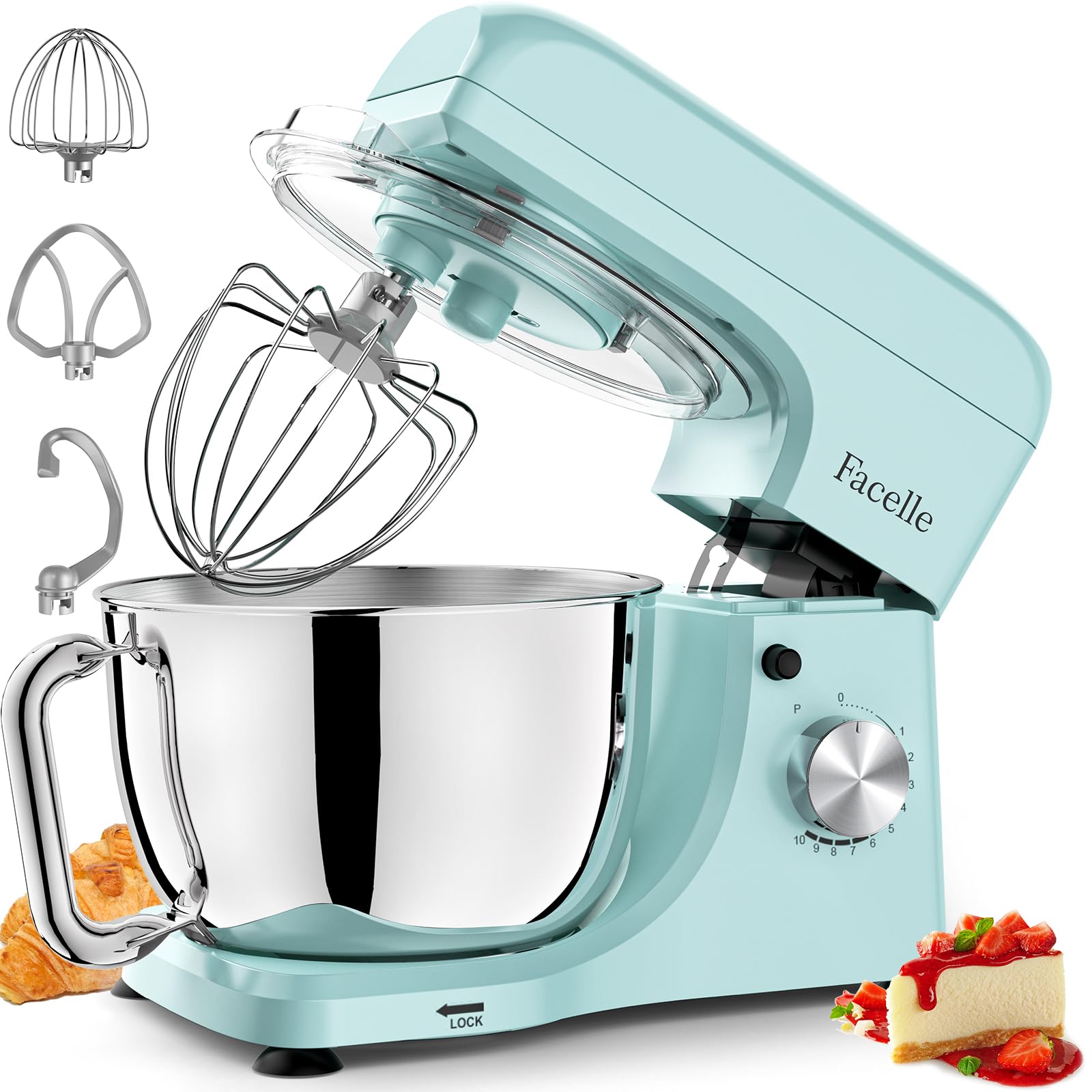 Amazon.com: Stand Mixer, Facelle 5.5Qt Mixers Kitchen Electric, 10+P ...