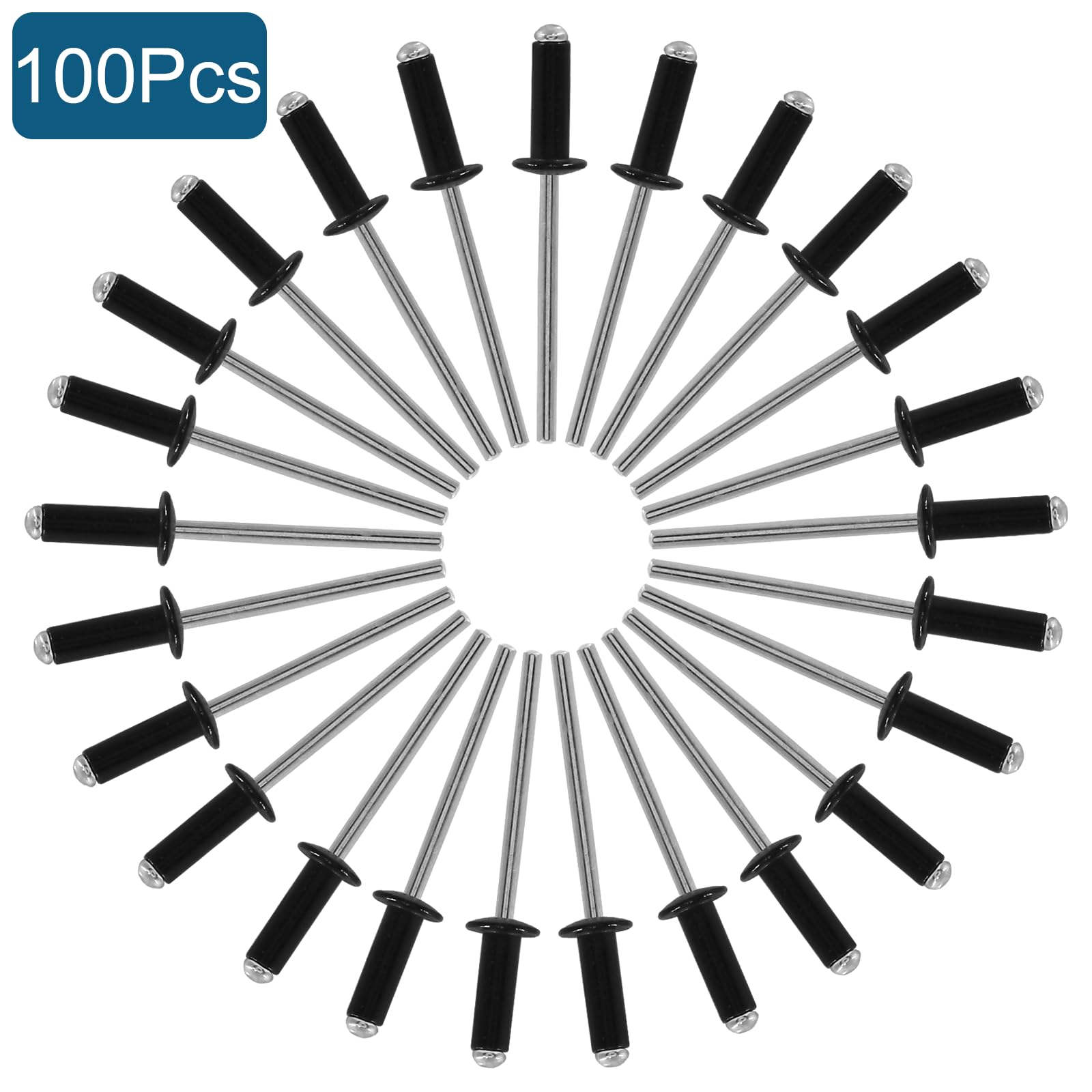 Snapklik.com : 100 Pcs Aluminum Blind Rivets 5/32 Inch X 1/2 Inch Black ...