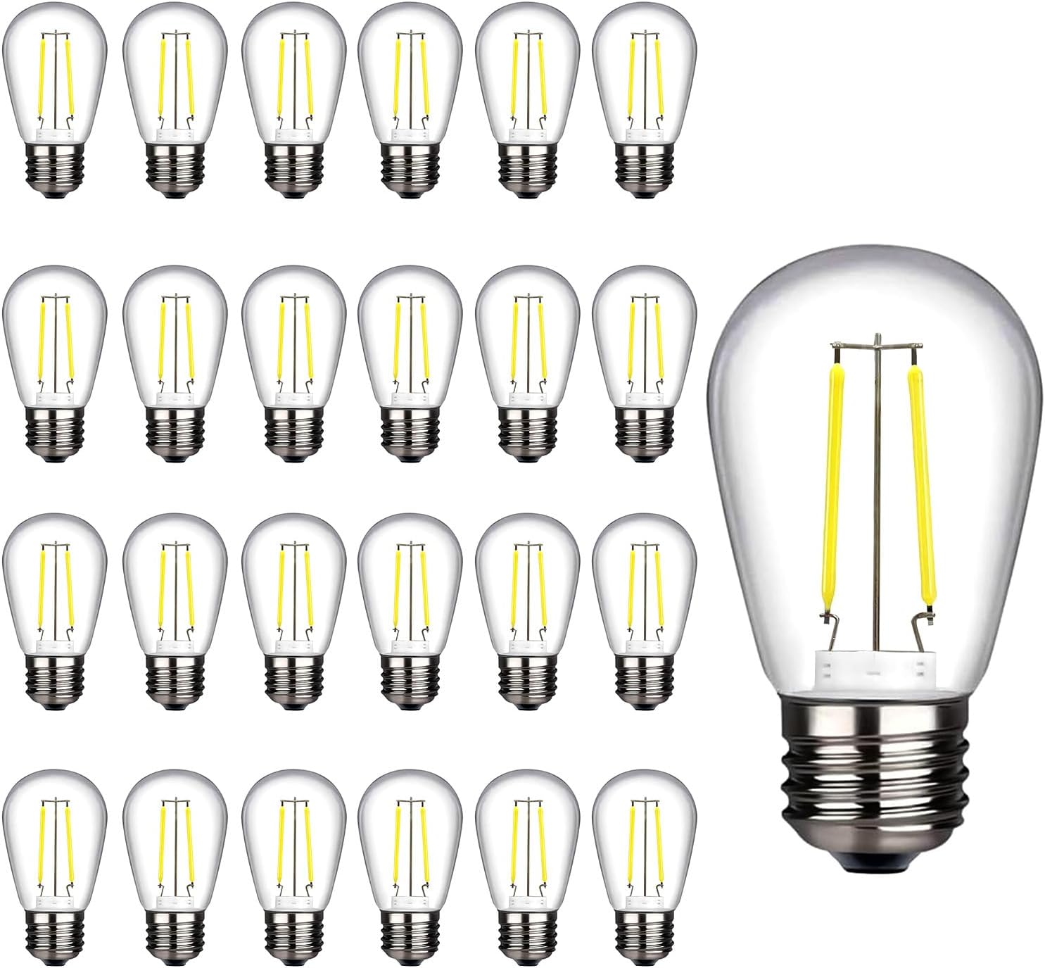 ZHZHLED 25-Pack LED S14 Bulbs 2W String Light Replacement Bulbs, Shatterproof Outdoor 20 Watt ...