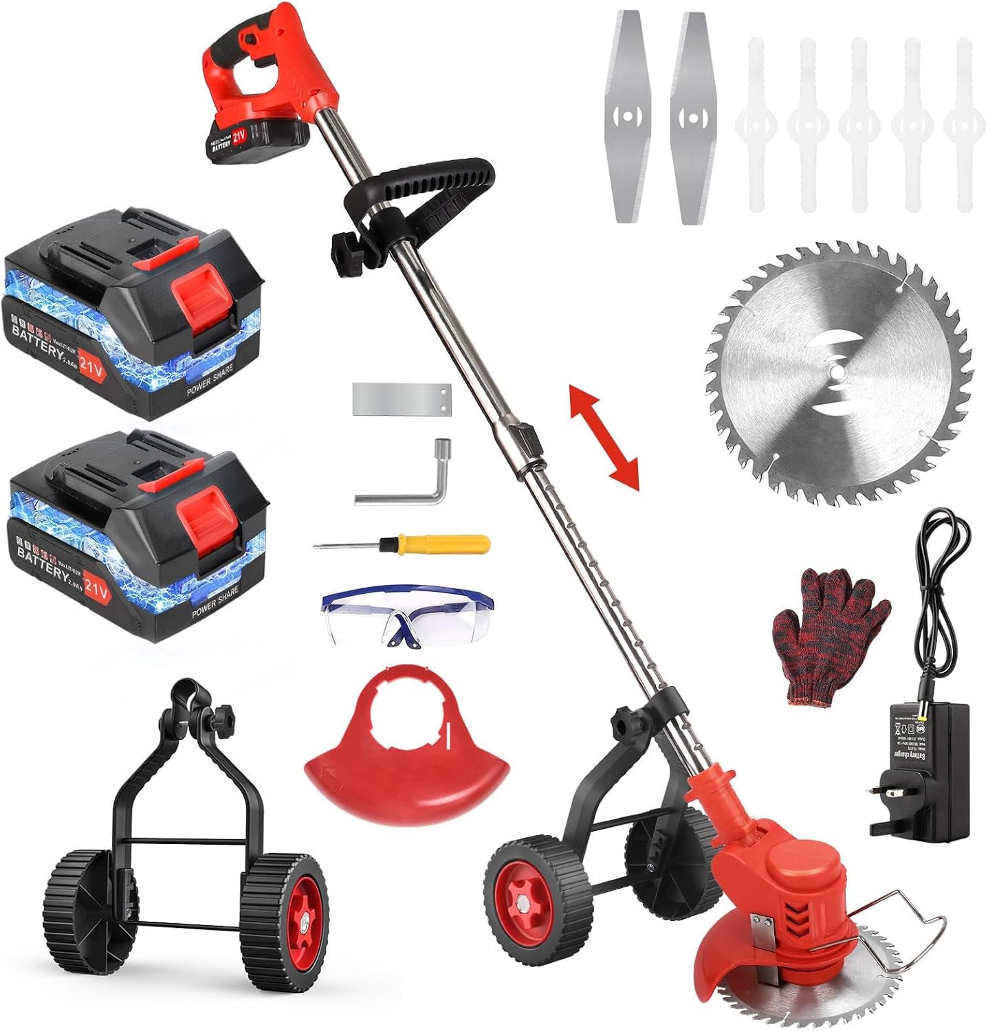 ESHUNQI Cordless Strimmer 650W Equipped with 2 Pcs 21V 2000mAh ...