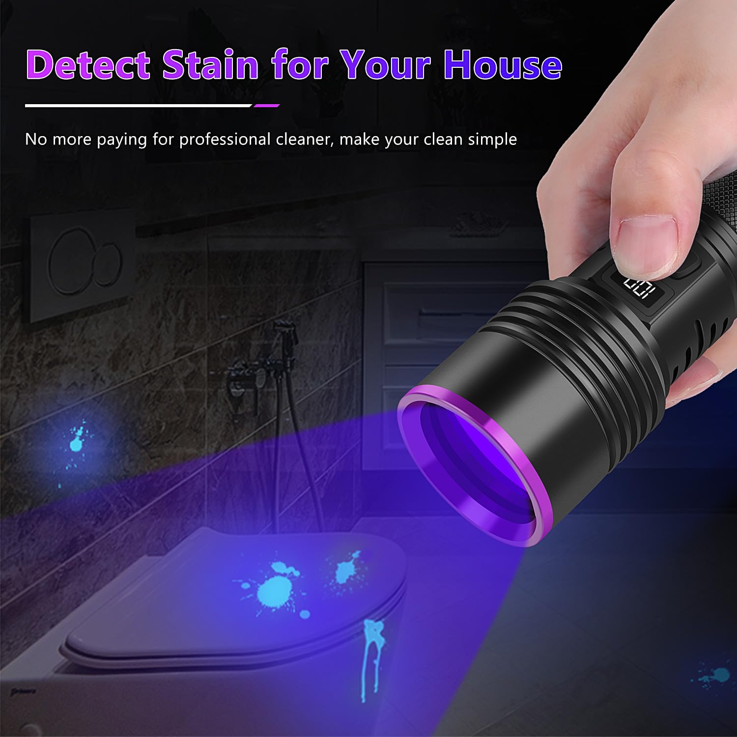 Snapklik.com : Blacklight Flashlights UV Light 365nm, USB-C Rechargeable Ultraviolet Flashlights ...