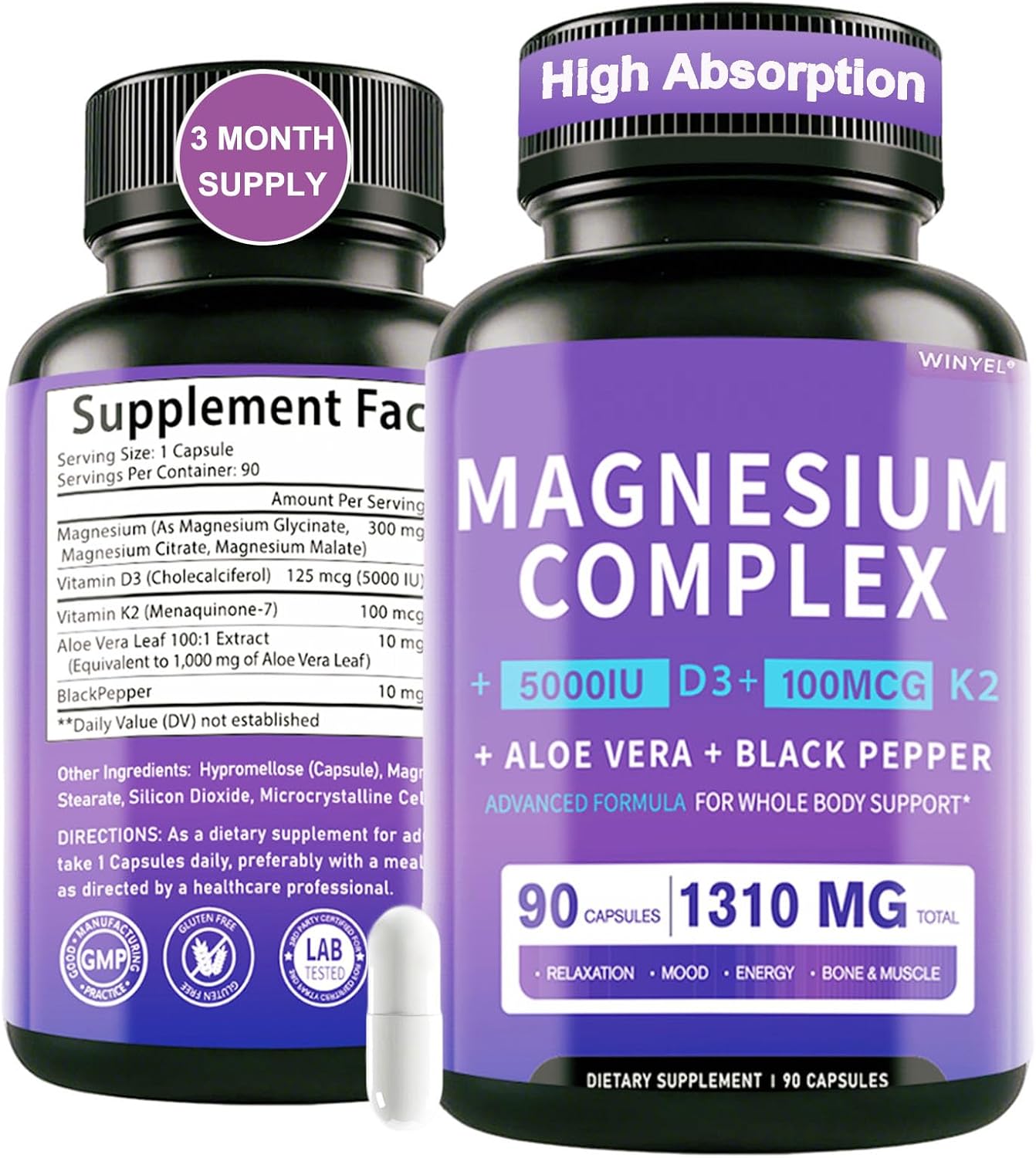 Amazon.com: Magnesium Complex Supplement 1310mg - Chelated Magnesium ...