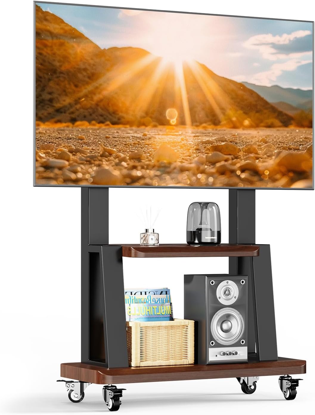 Amazon.com: Mobile TV Stand,Rolling TVs Cart on Wheels Height ...