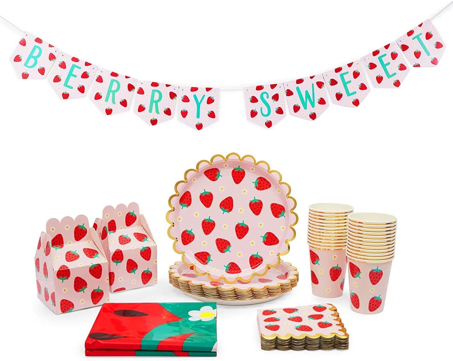 Amazon.com: 87 Piece Berry Sweet Strawberry Party Themed Decorations ...