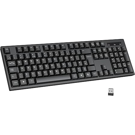 Arteck 2.4G Wireless Keyboard Stainless Steel Ultra Slim Full Size ...