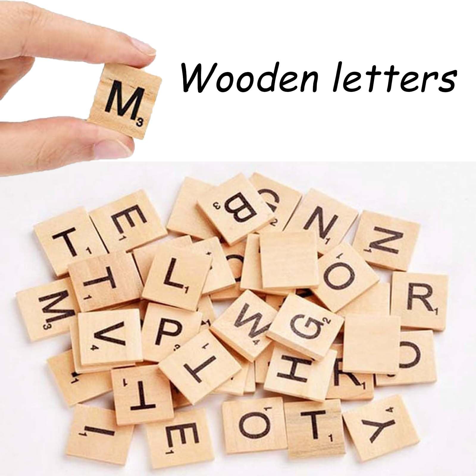 100Pieces Scrabble Letters,Scrabble Letters for Crafts Wooden Letters ...