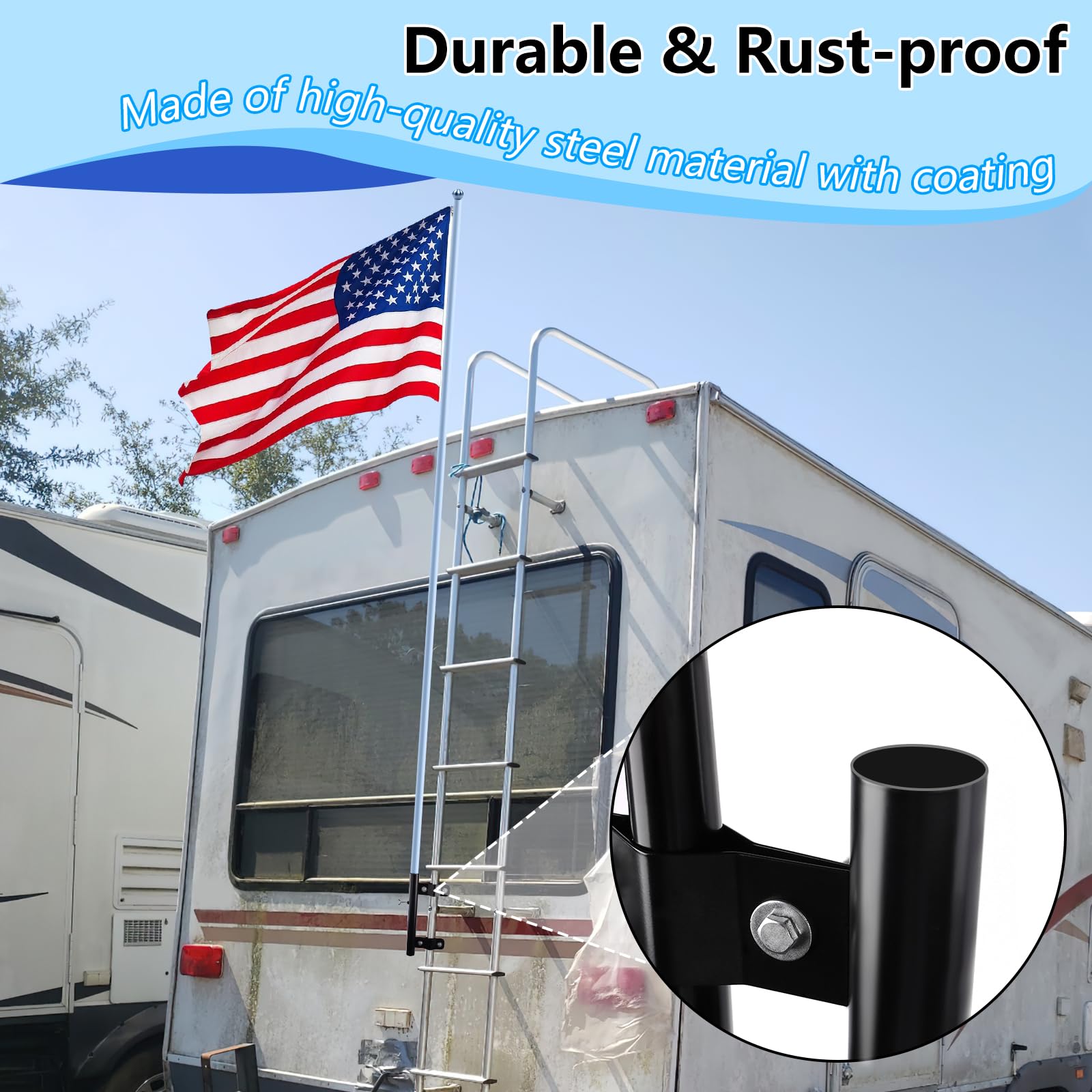 Snapklik.com : RV Ladder Flag Pole Mount, Adjustable Flag Pole Holder ...