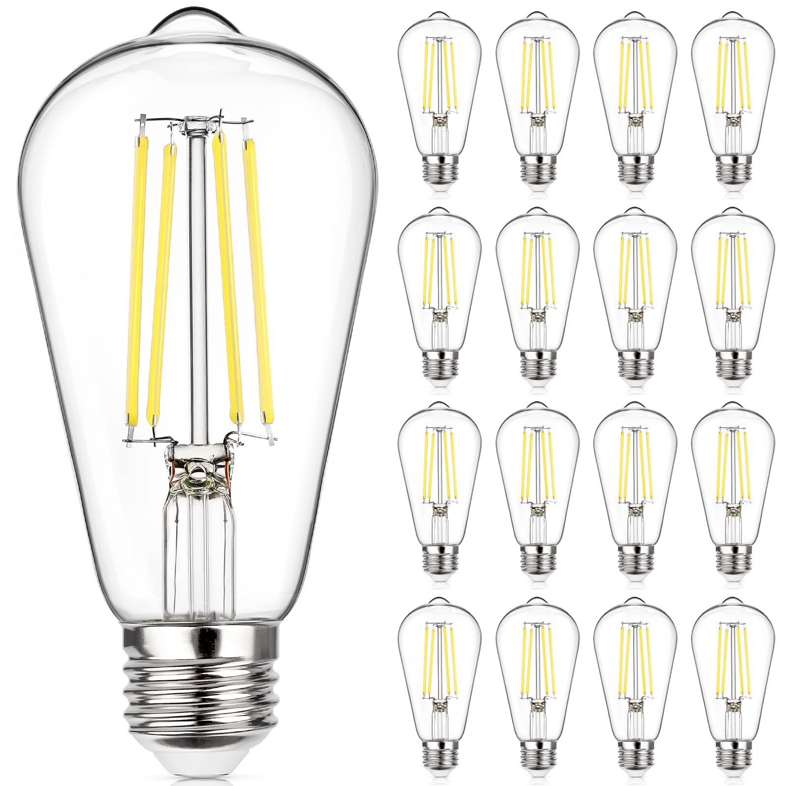 MAXvolador 16-Pack Vintage LED Edison Bulb Dimmable 60W Equivalent 850 ...