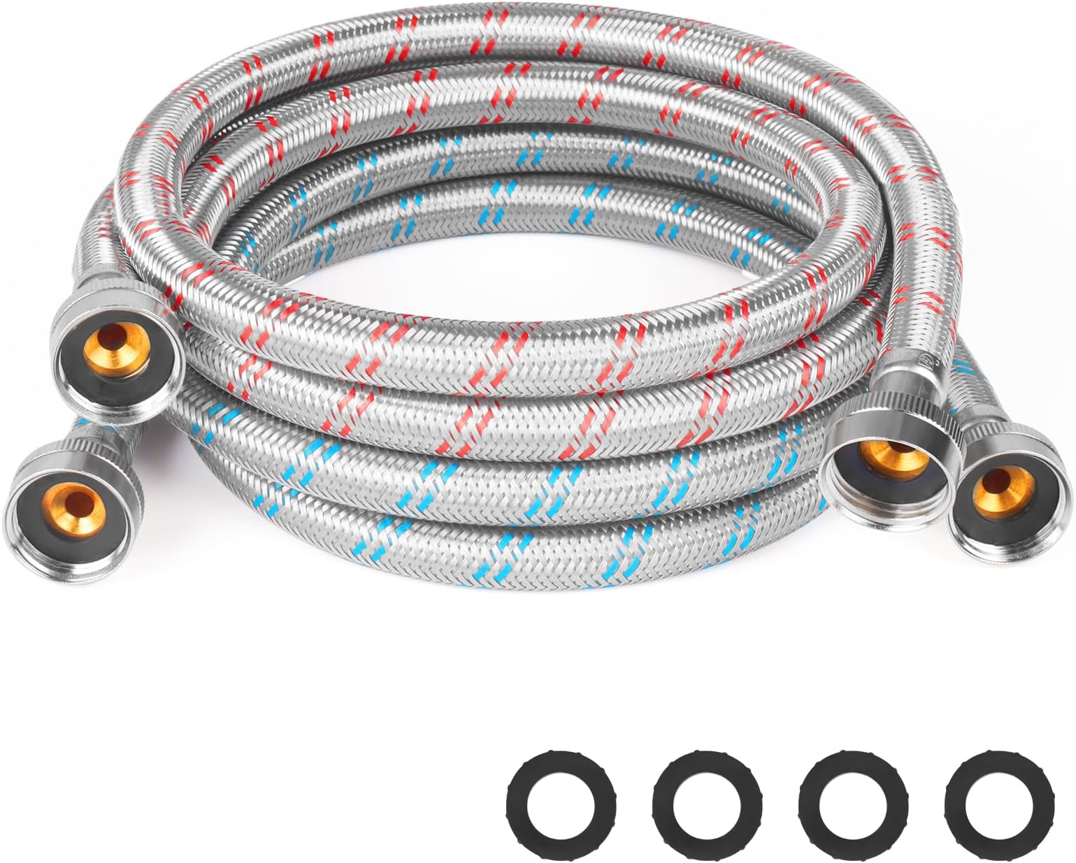 Amazon.com: 2-Pack Premium Stainless Steel Washing Machine Hoses - 8 FT ...