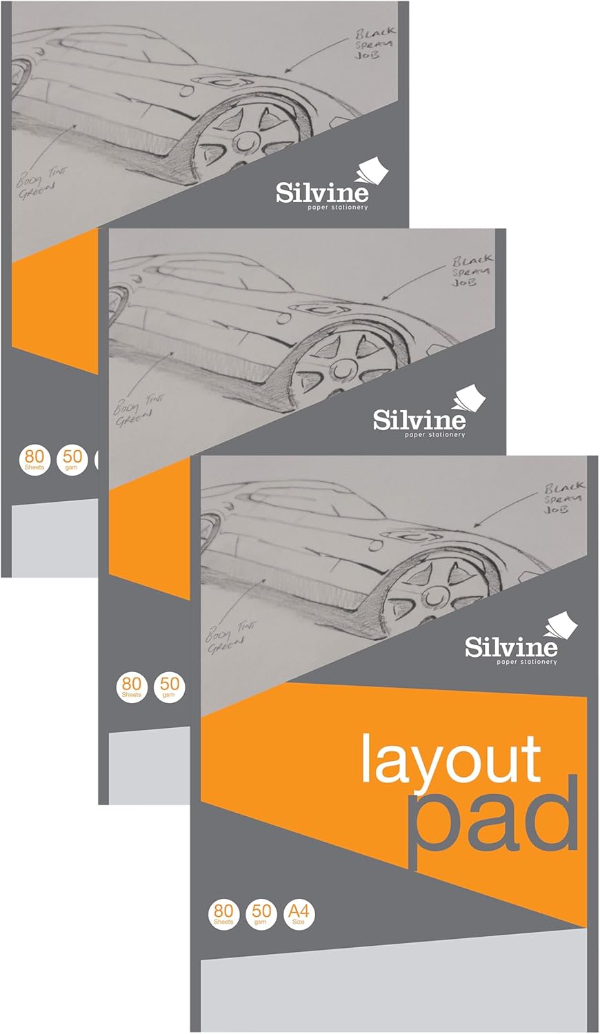 Silvine A4 Professional Layout Pad. 80 Sheets of Semi Transparent 50gsm ...