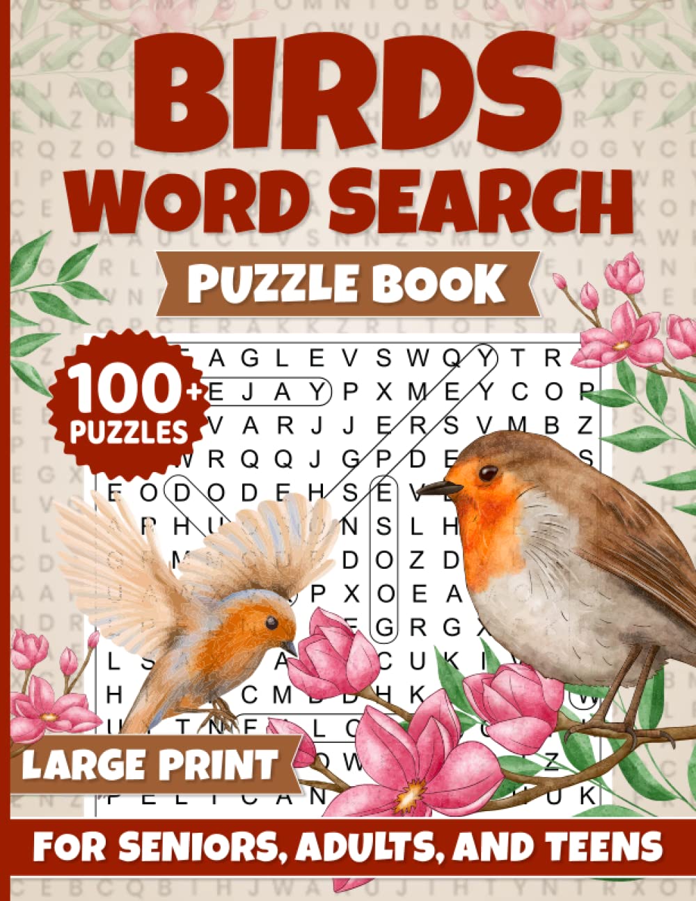 Birds Word Search Puzzle Book for Seniors, Adults, and Teens - Large ...