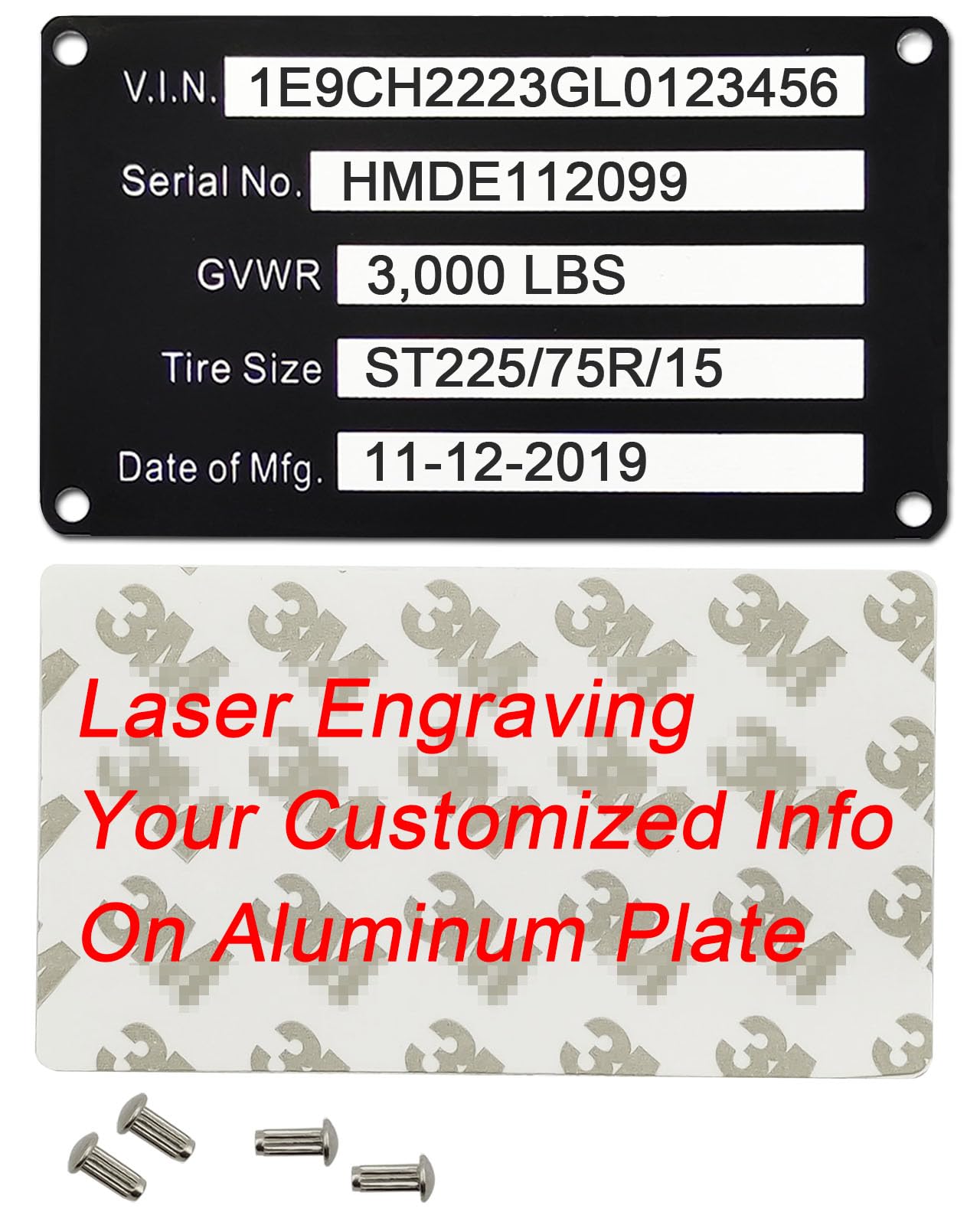 Amazon.com: Customized Trailer VIN ID Plate Data TAG Blank Model ...