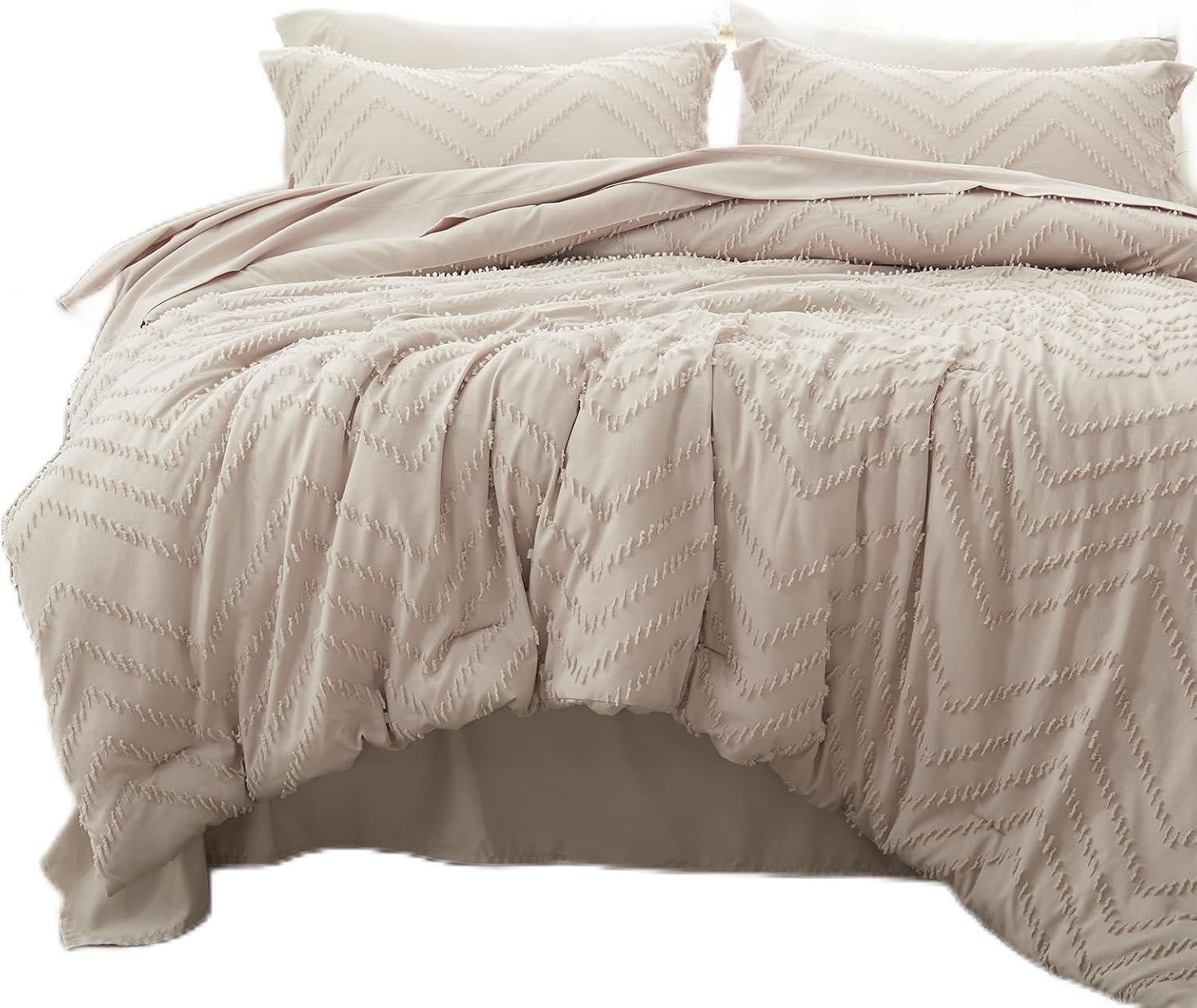 Amazon.com: Anluoer Full Comforter Set, Khaki Tufted Bed in a Bag 7 ...