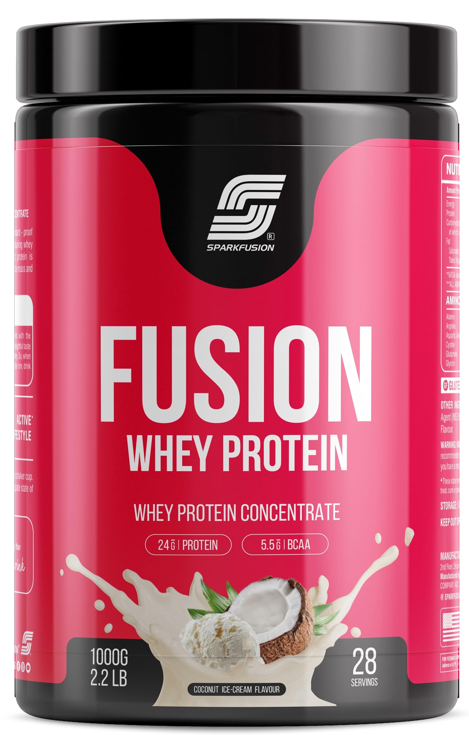 Sparkfusion Fusion Whey Protein Concentrate Powder | 24g Protein,5.5g ...