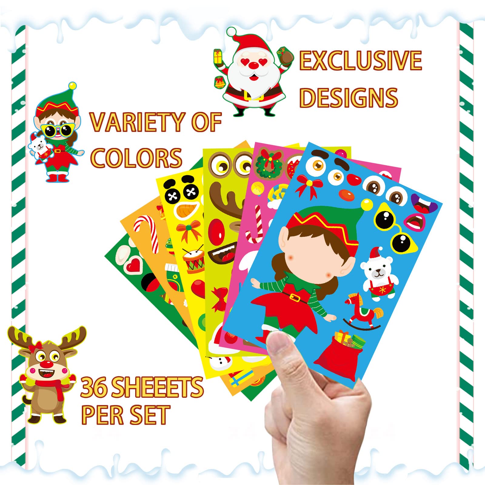 Christmas Games For Kids 32 Sheets Christmas Party Games Sticker For ...