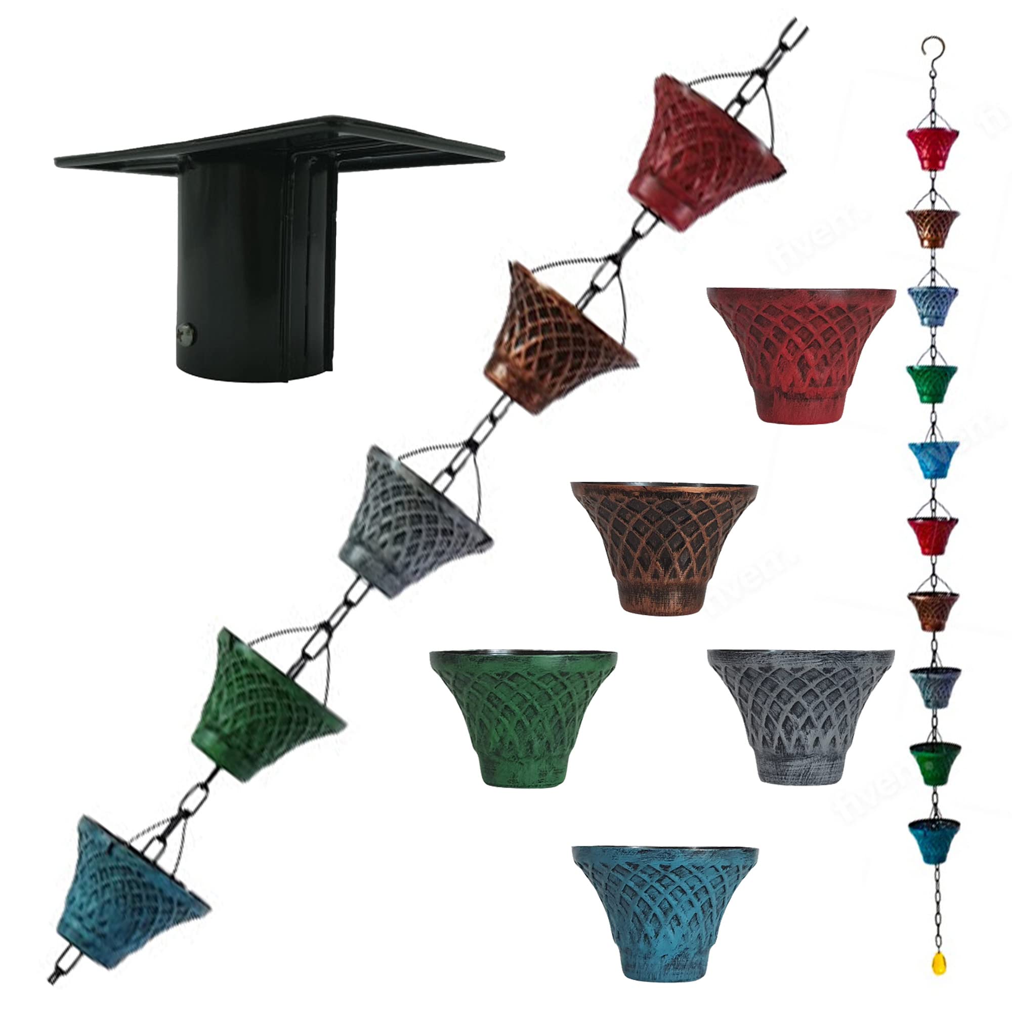 Amazon.com : LEPTALINA 5.8FT Multicolor Iron Rain Chains for Gutter and ...