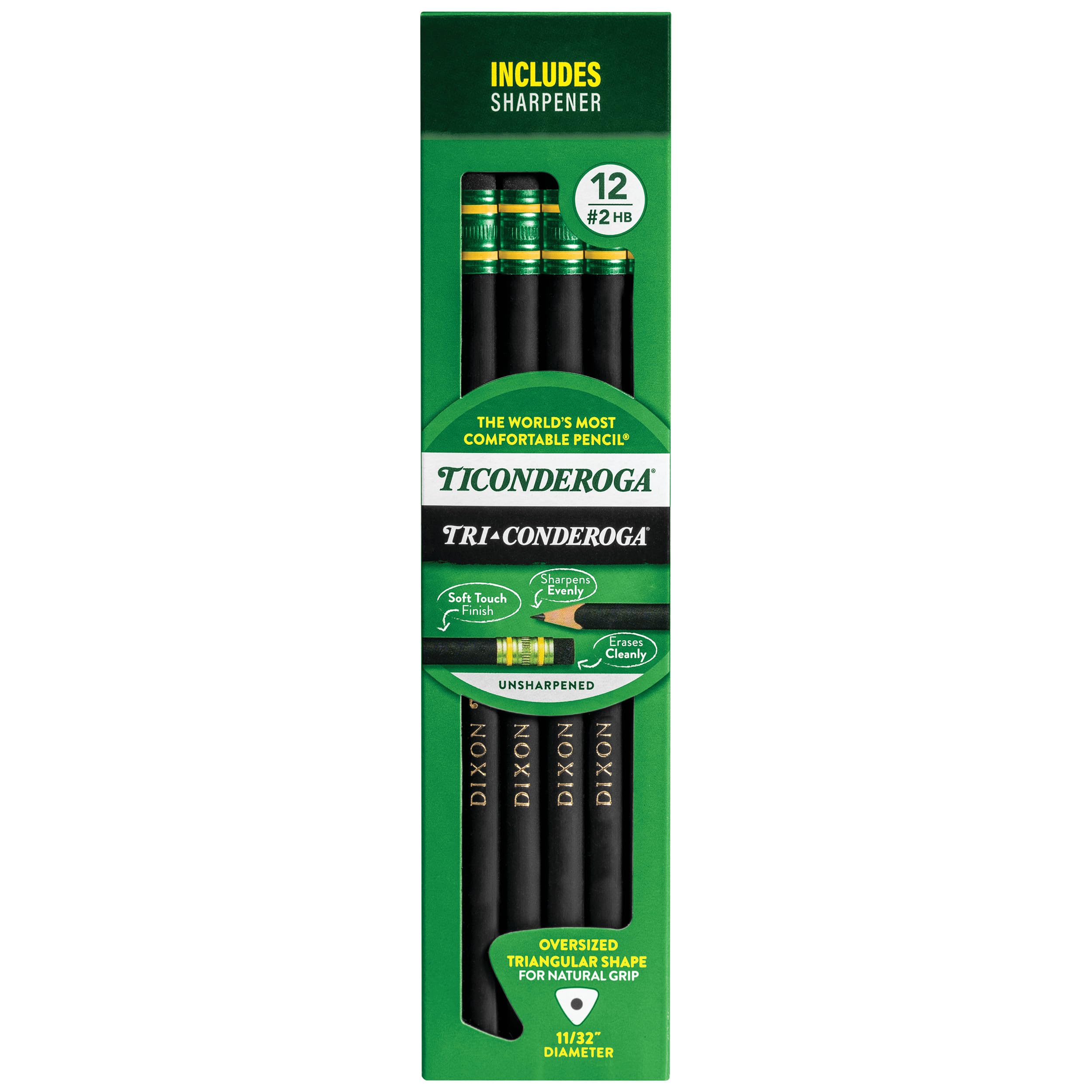 Ticonderoga Tri-Conderoga Triangular Pencils, Wood-Cased #2, Sharpener ...