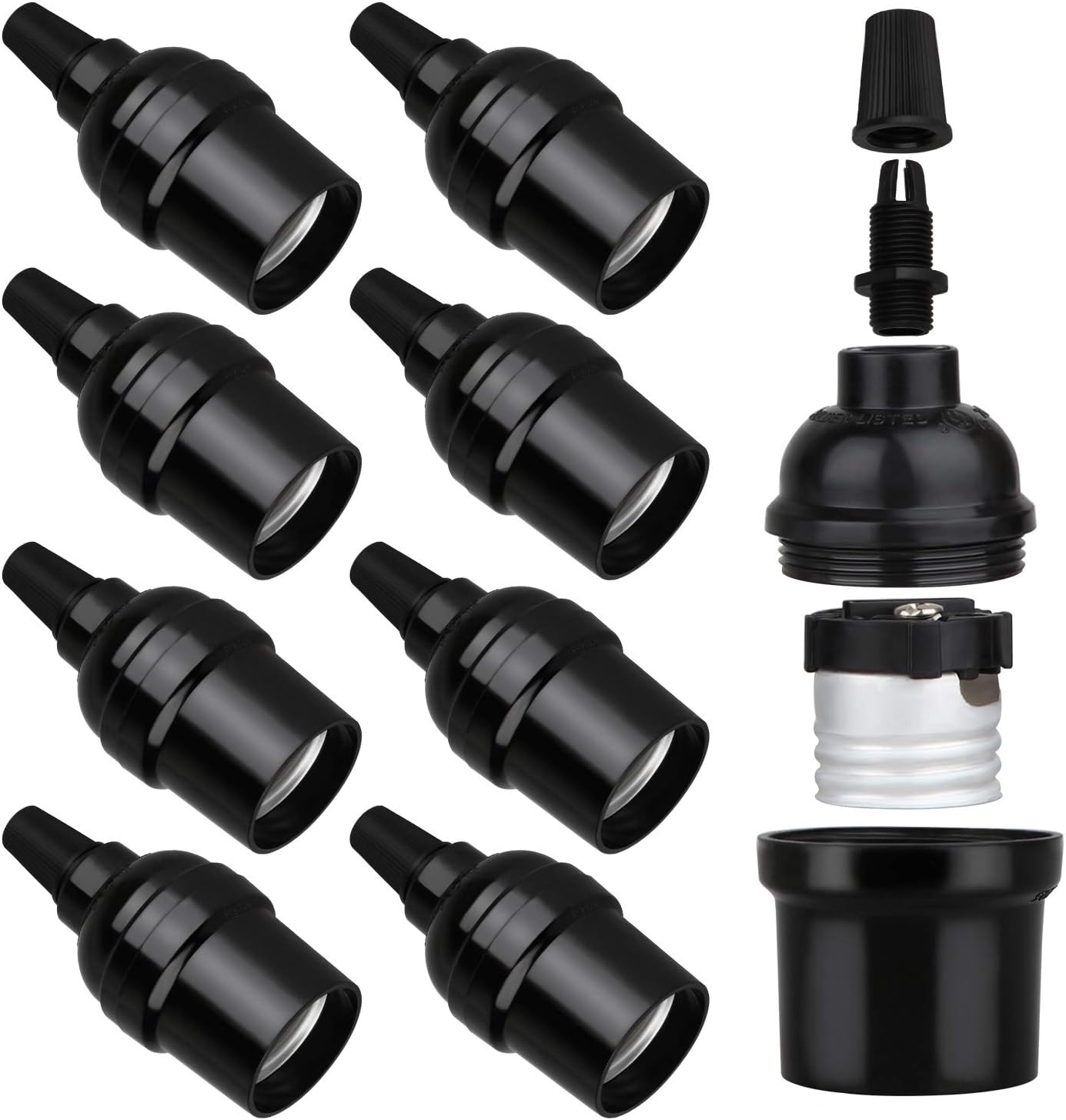 Aplstar Black E26/ E27 Light Sockets, Retro Edison Lamp Holder with E26 ...