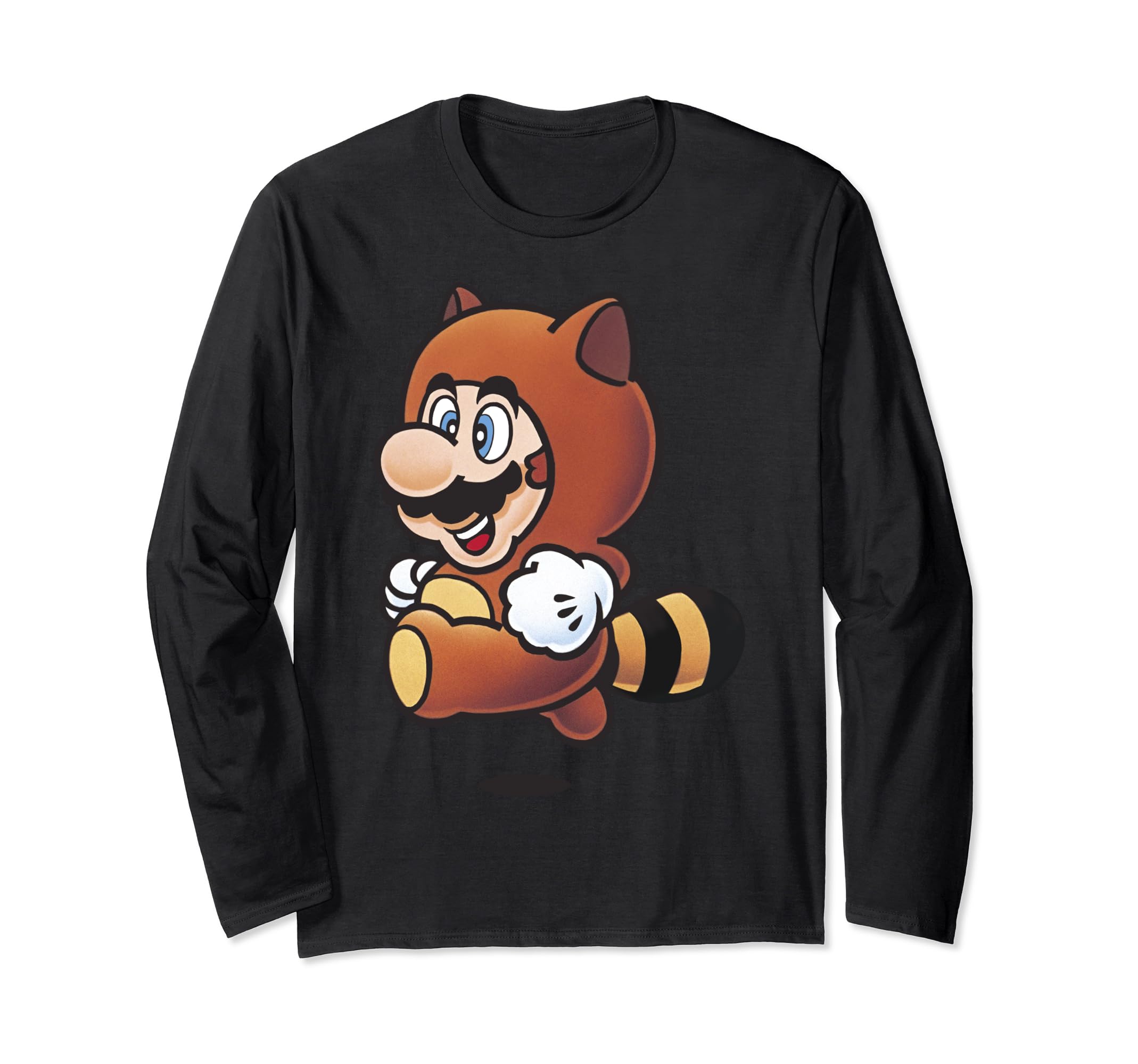 Amazon.com: Nintendo Super Mario Tanooki Suit Jump Long Sleeve Tee Long ...